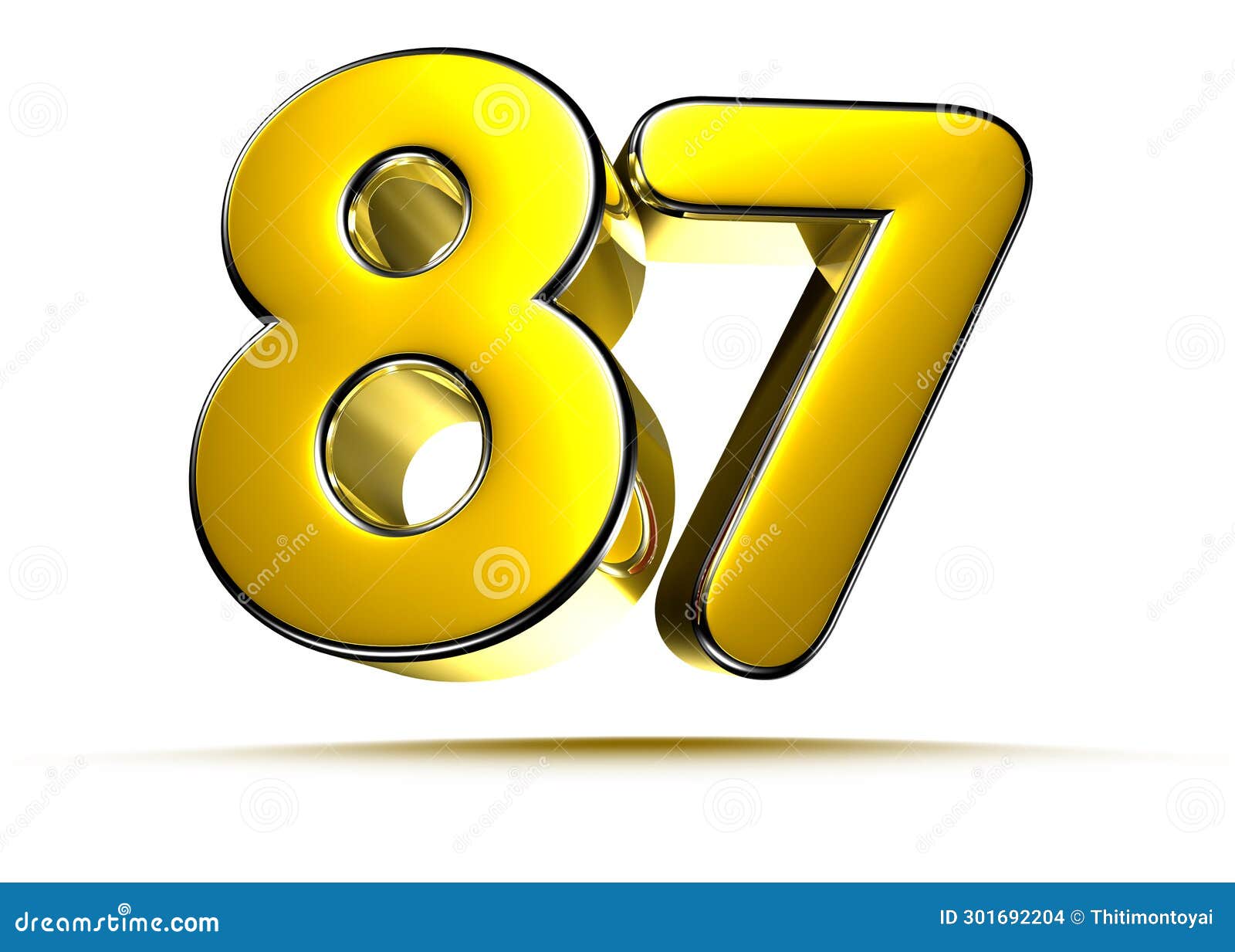 87 gold 3D. stock illustration. Illustration of charges - 301692204