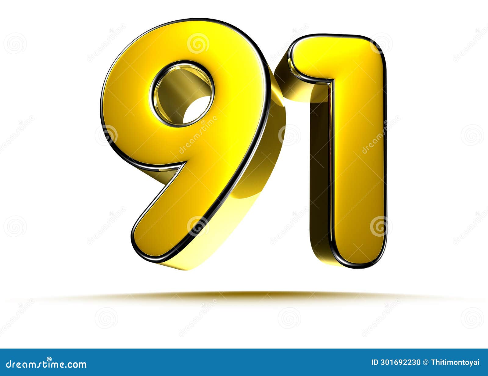 91 gold 3D. stock illustration. Illustration of rendering - 301692230