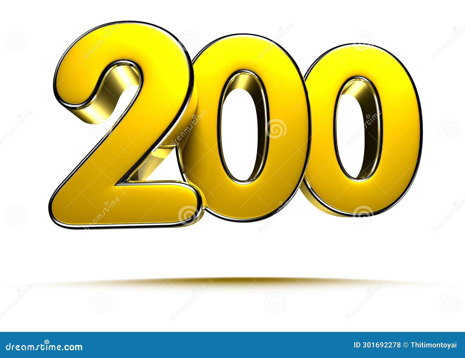 200 gold 3D. stock illustration. Illustration of finance - 301692278