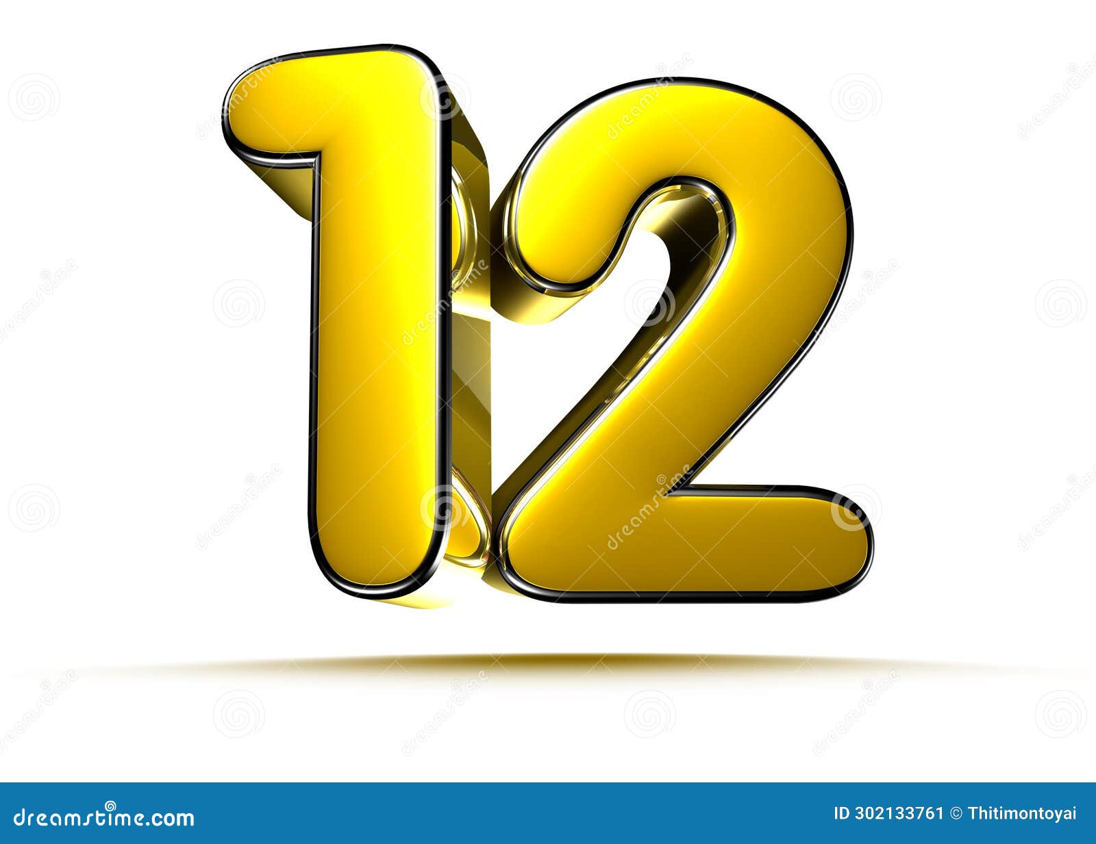 12 gold 3D. stock illustration. Illustration of cumulative - 302133761