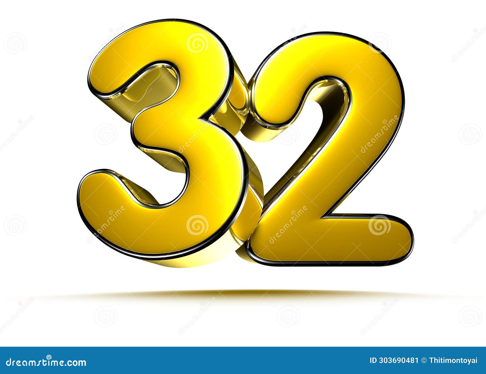 32 gold 3D. stock illustration. Illustration of business - 303690481