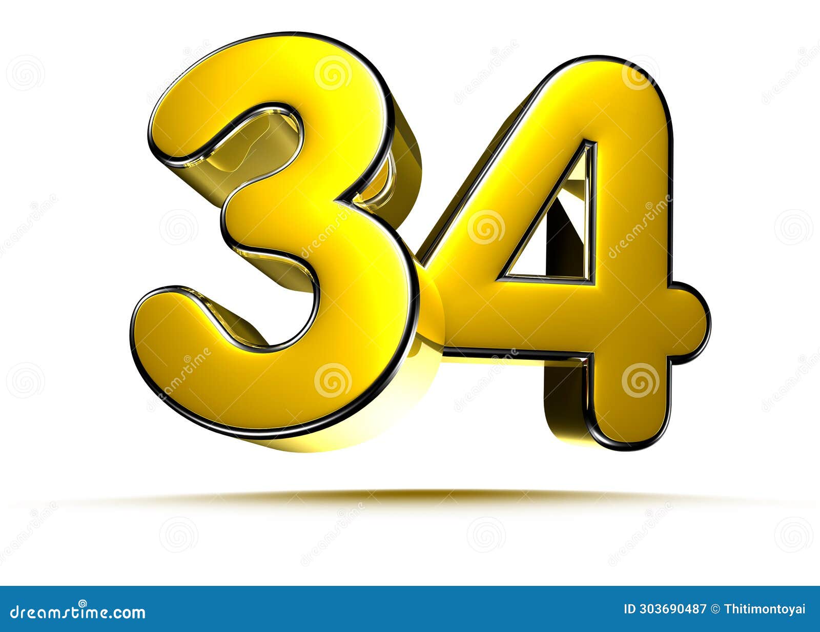 34 gold 3D. stock illustration. Illustration of figures - 303690487