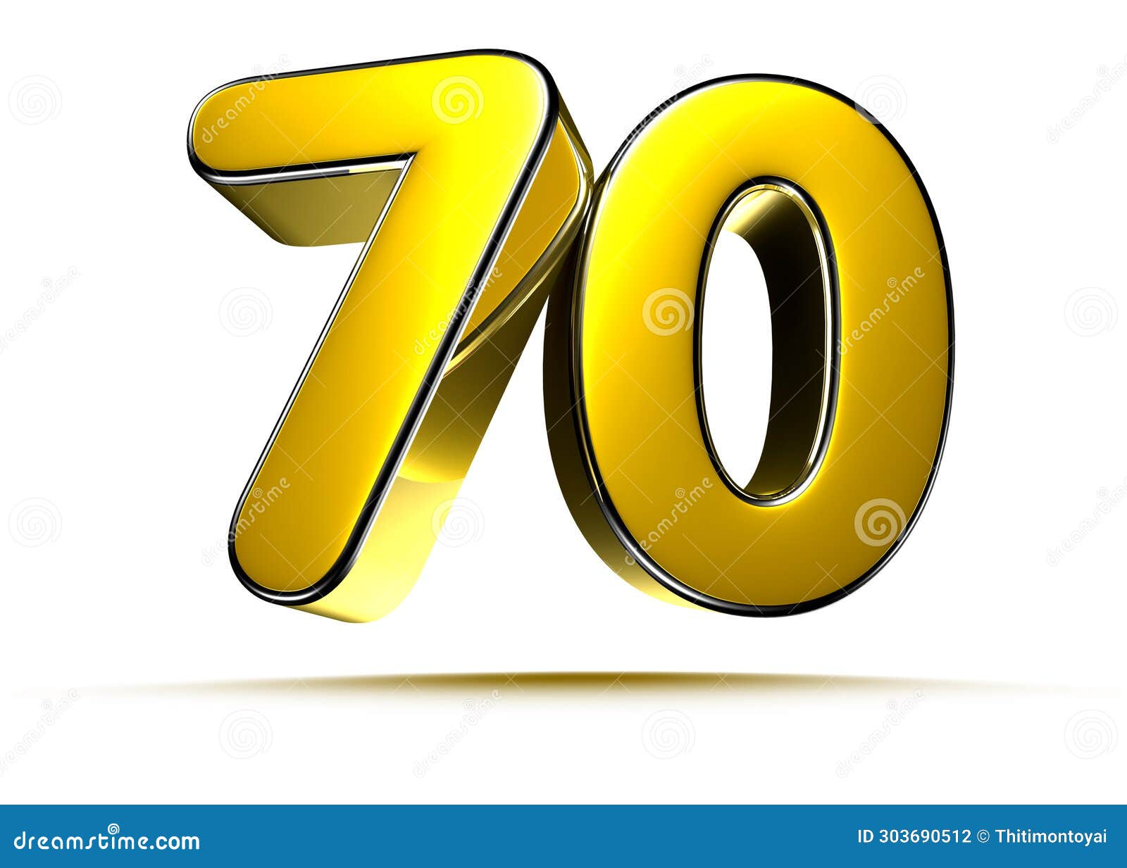 70 gold 3D. stock illustration. Illustration of digits - 303690512