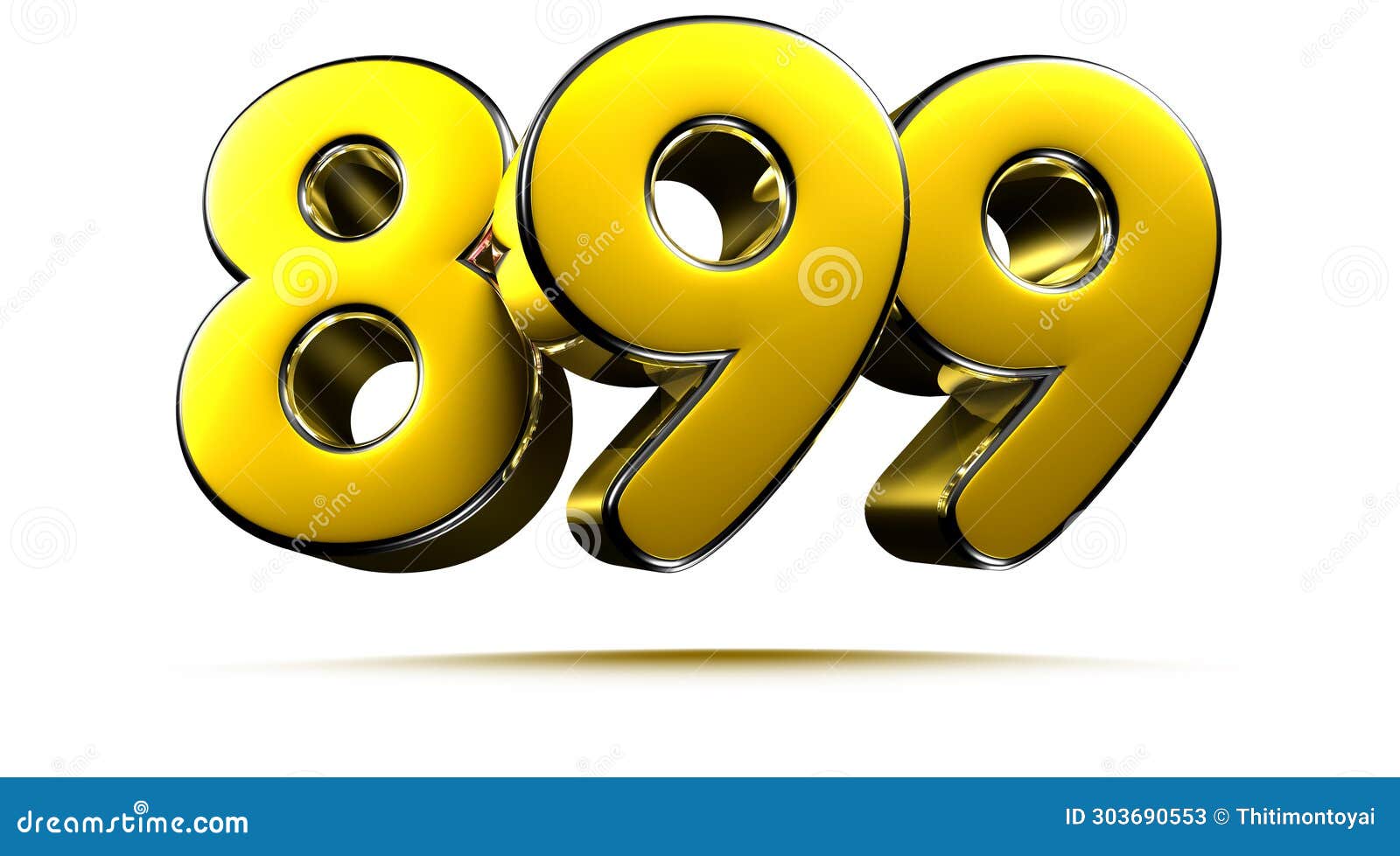899 gold 3D. stock illustration. Illustration of business - 303690553