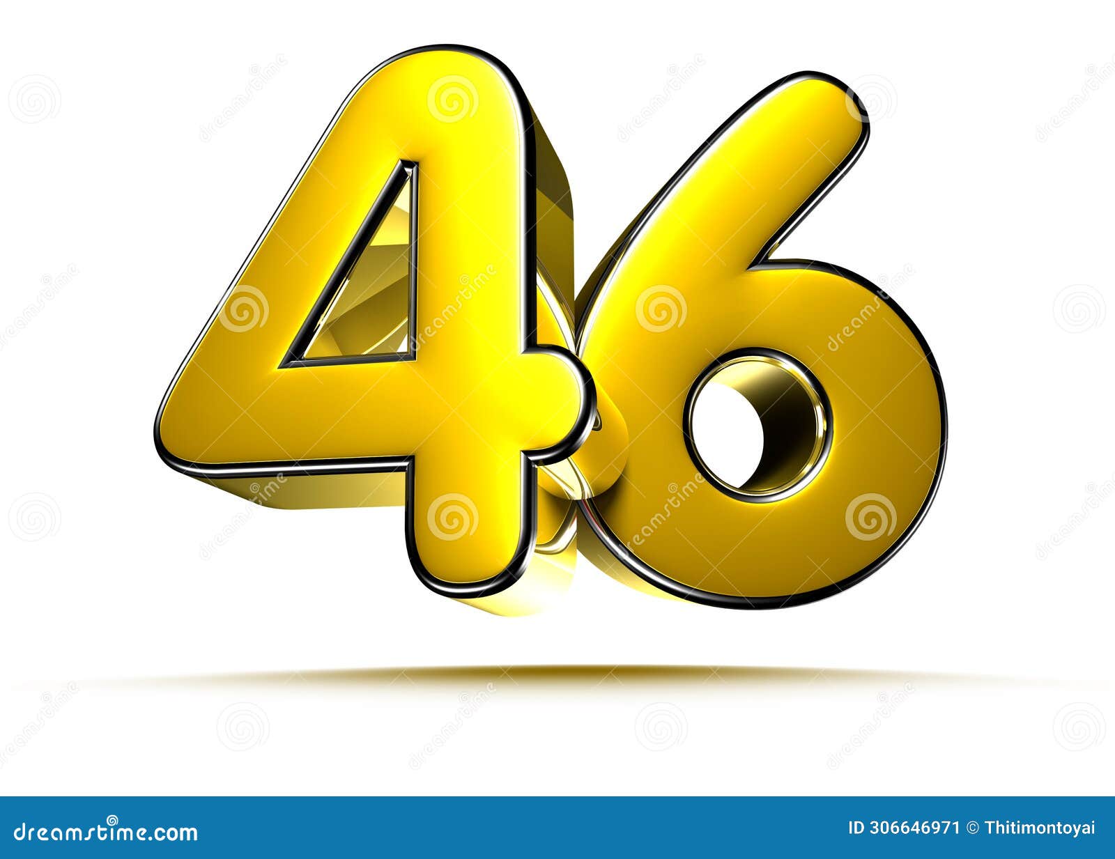 46 gold 3D. stock illustration. Illustration of gold - 306646971