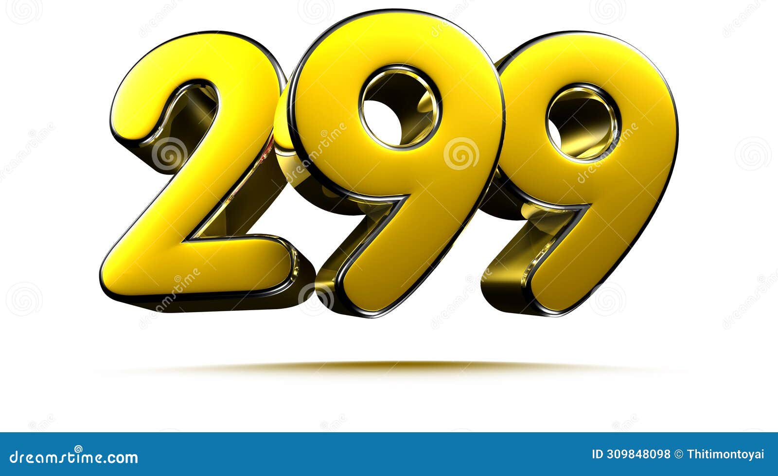 299 gold 3D. stock illustration. Illustration of money - 309848098