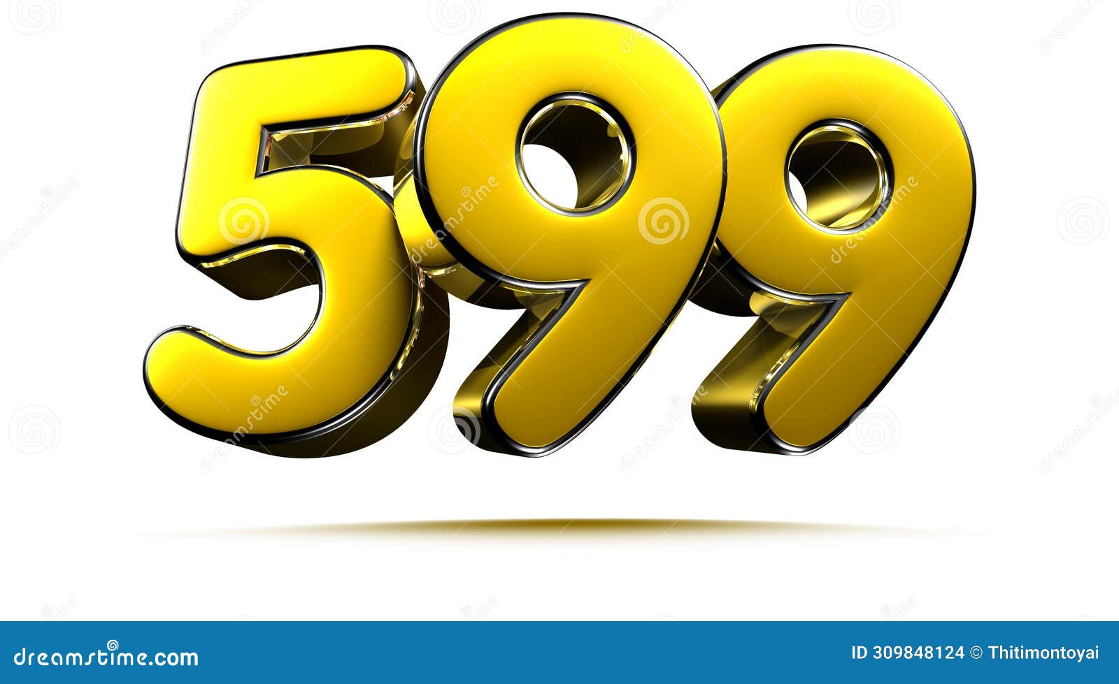 599 gold 3D. stock illustration. Illustration of commerce - 309848124