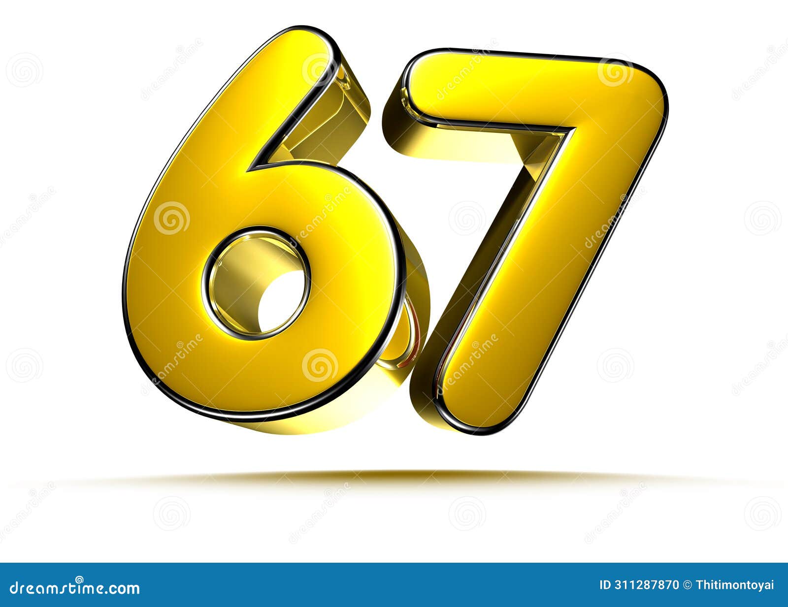 67 gold 3D. stock illustration. Illustration of background - 311287870