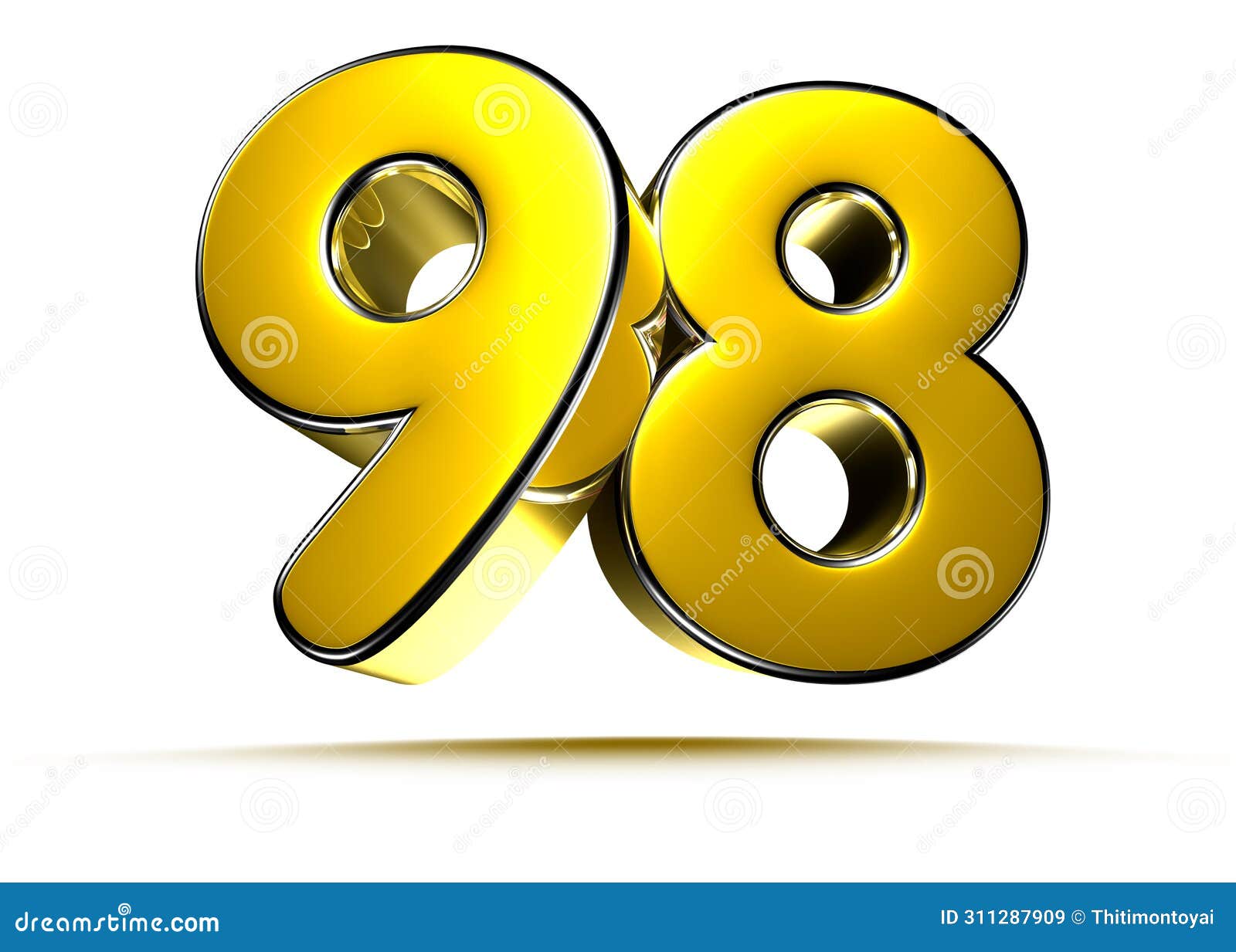 98 gold 3D. stock illustration. Illustration of bill - 311287909