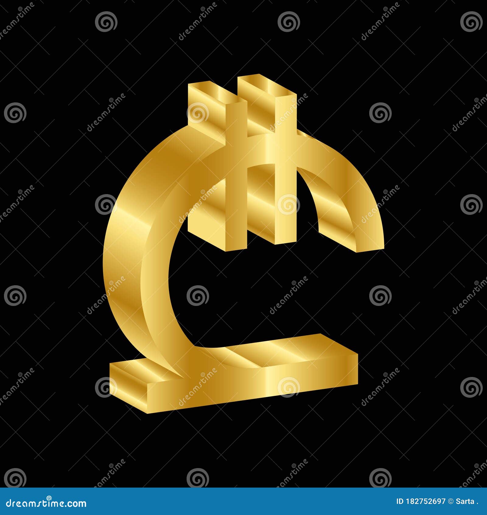Gold 3D Luxury Lari Currency Symbol Vector Stock Vector - Illustration ...