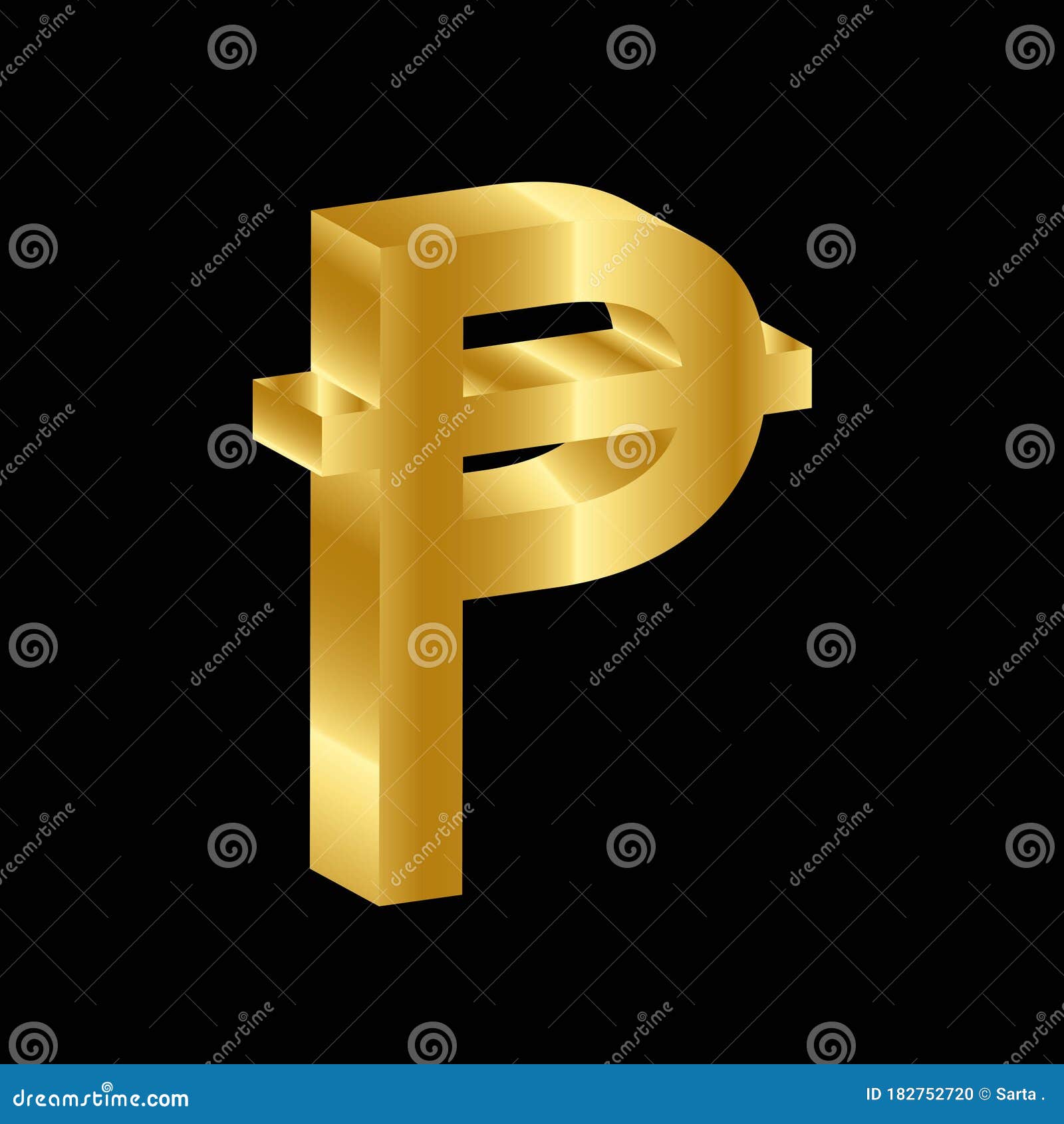 Gold 3D Luxury Peseta Currency Symbol Vector Stock Vector ...