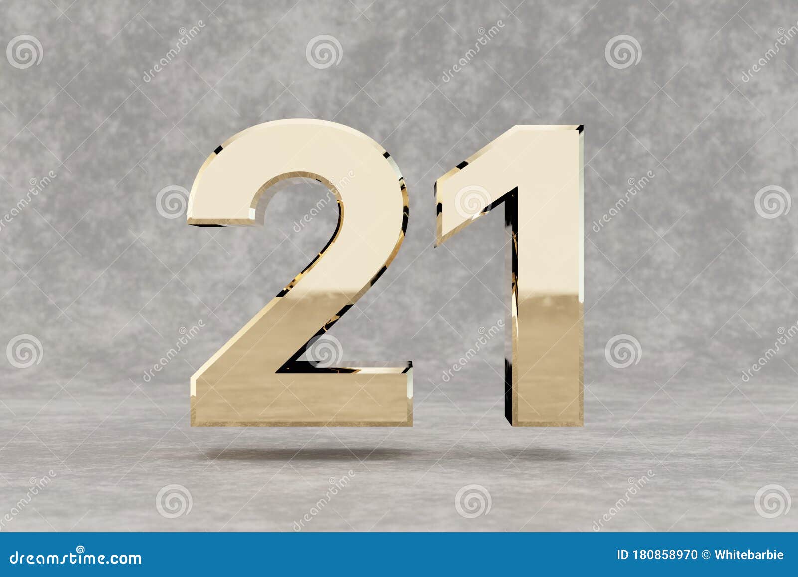 Gold 3d Number 21. Glossy Golden Number on Concrete Background. 3d ...