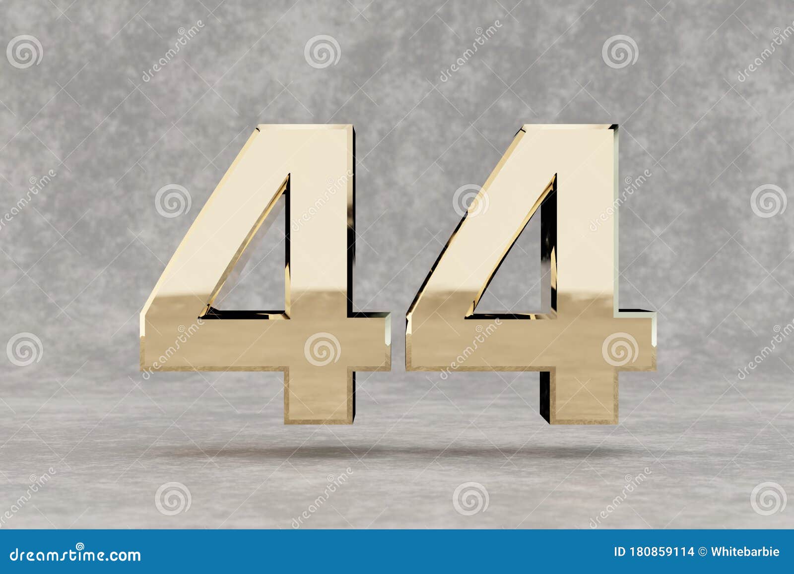 Gold 3d Number 44. Glossy Golden Number on Concrete Background. 3d ...