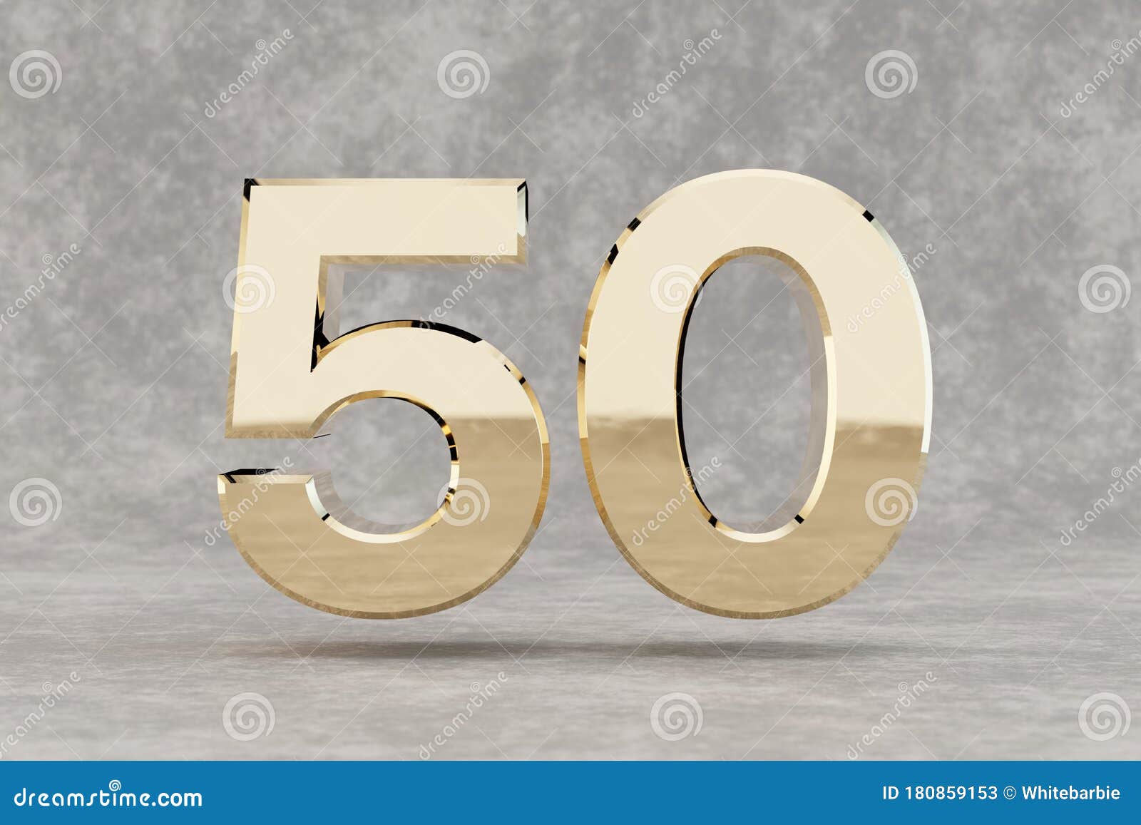 Gold 3d Number 50. Glossy Golden Number on Concrete Background. 3d ...