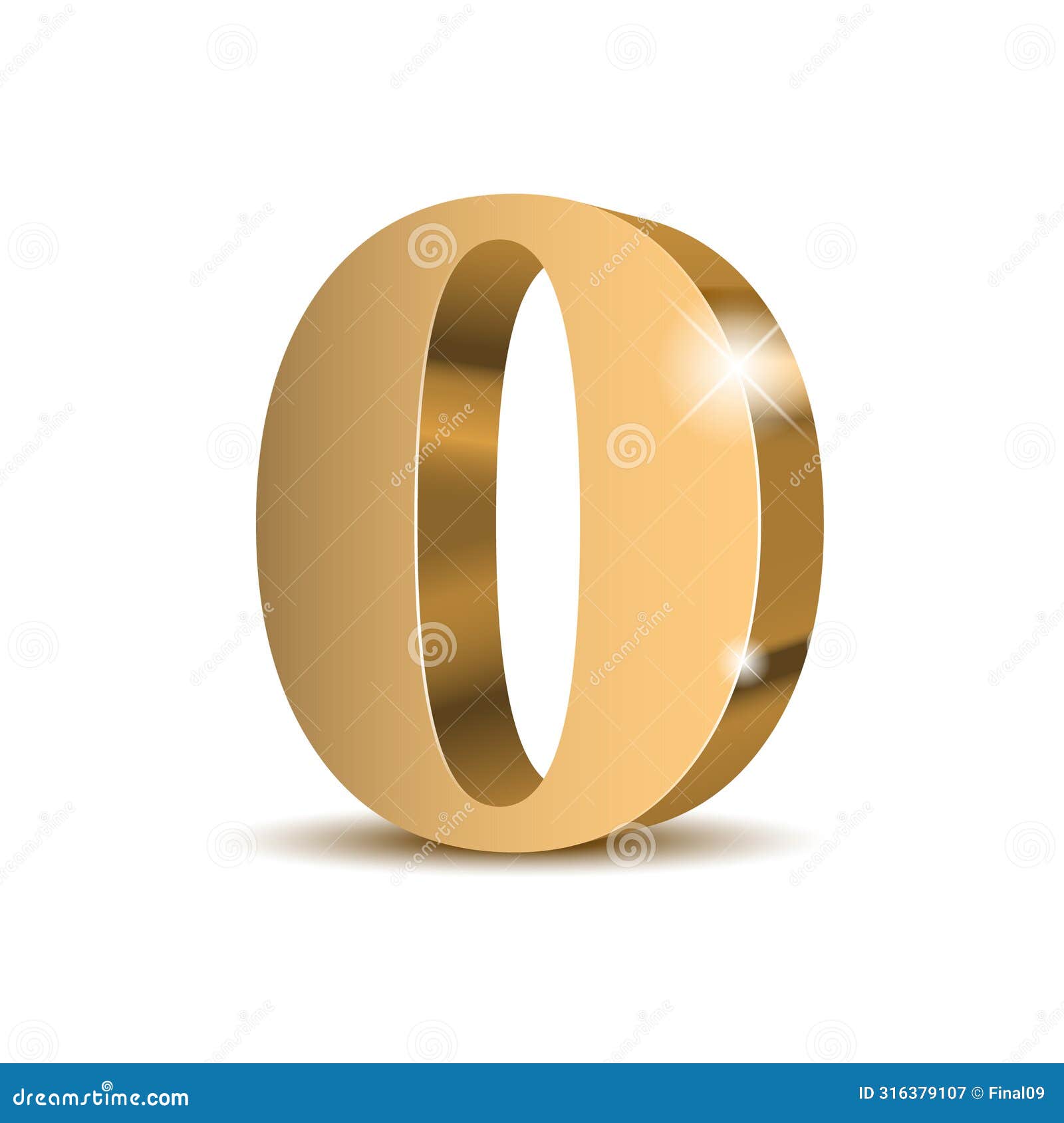 Gold 3d Number 0 with a Shadow on a White Background Stock Vector ...