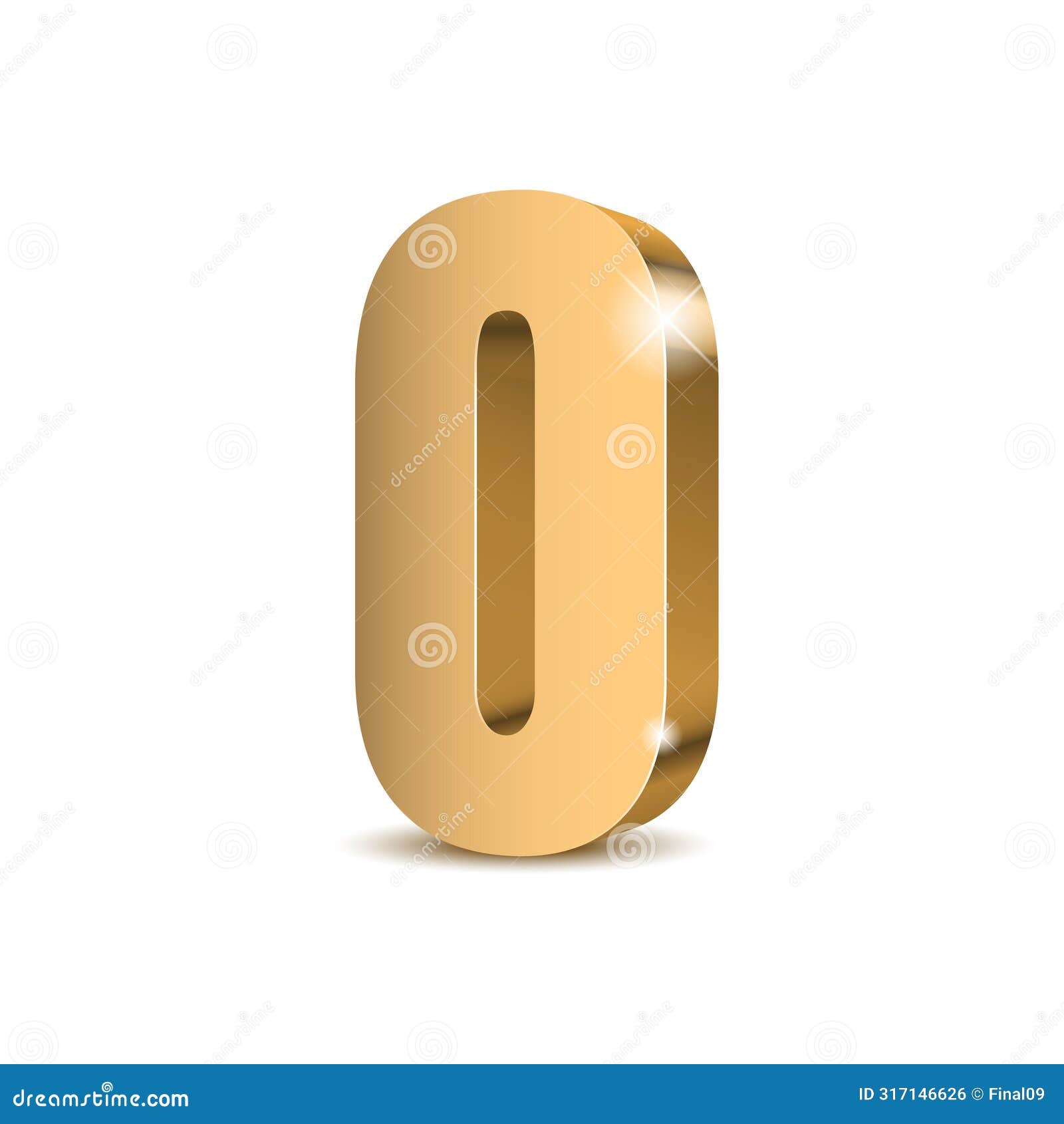 Gold 3d Number 0 with a Shadow on a White Background Stock Vector ...