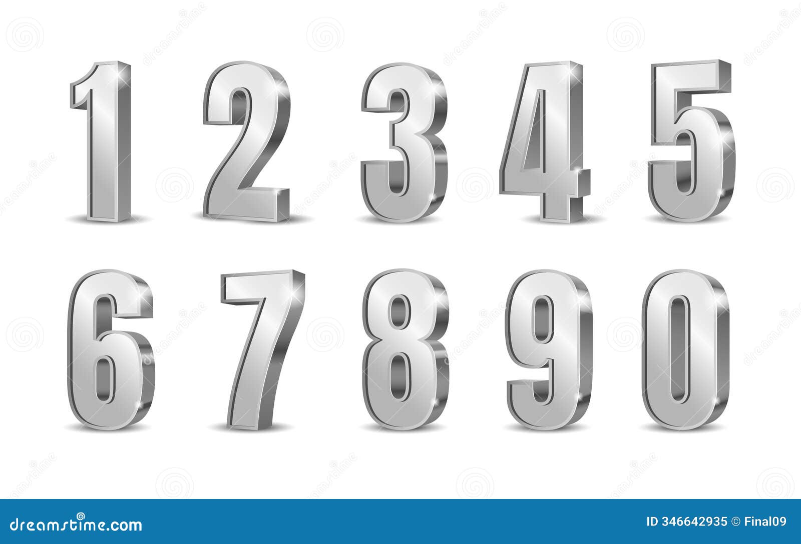 Gold 3d numbers. stock vector. Illustration of silver - 346642935