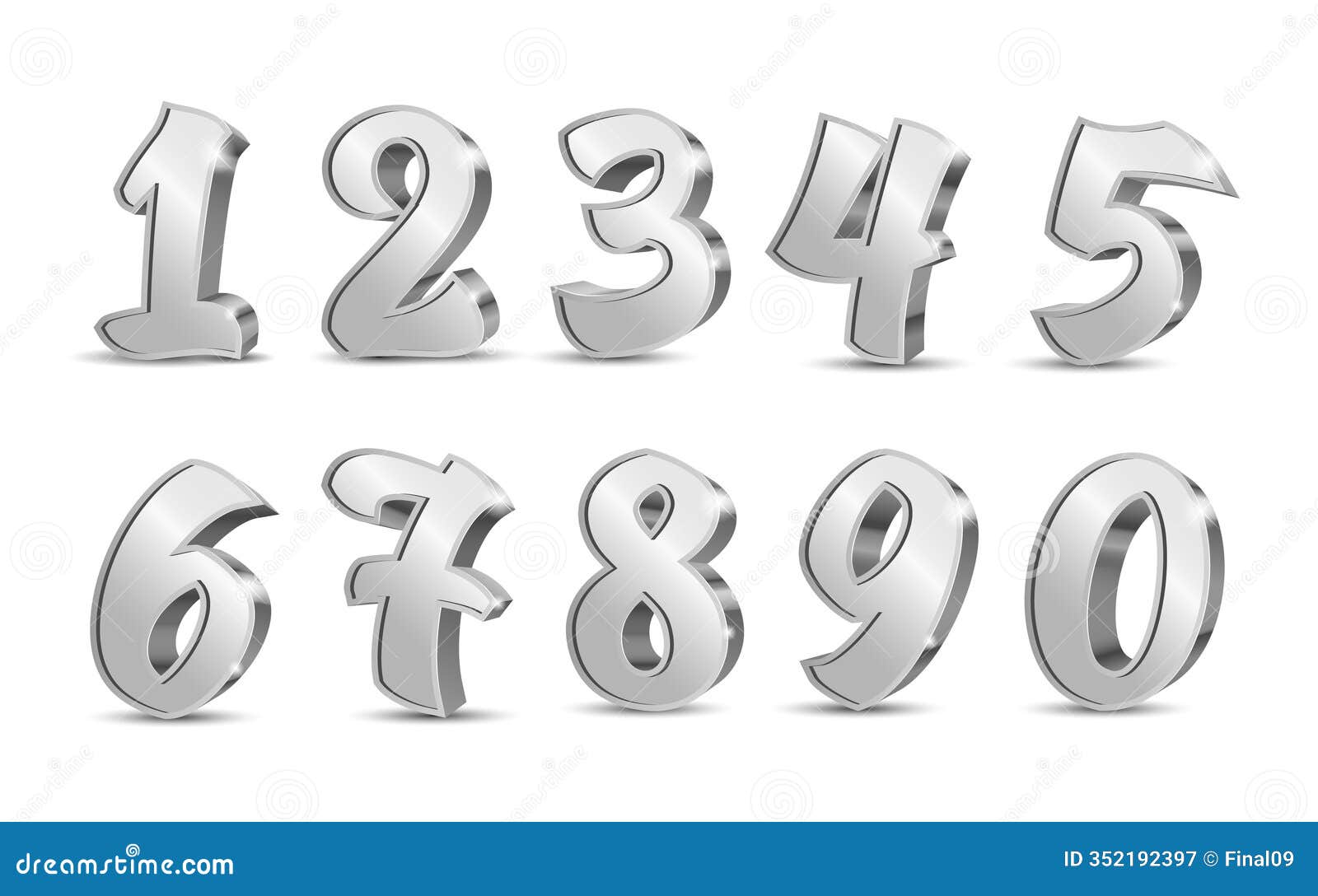Gold 3d numbers. stock illustration. Illustration of icon - 352192397