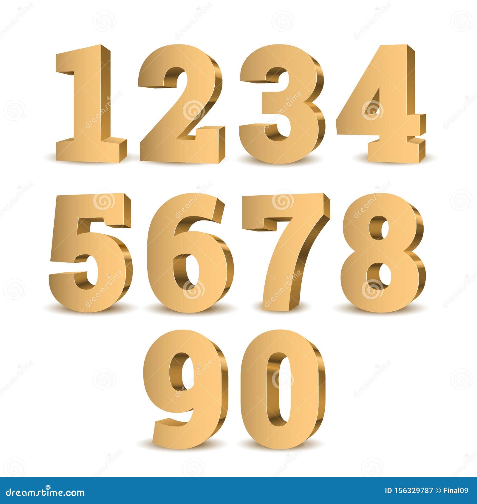 Gold 3d numbers. stock vector. Illustration of graphic - 156329787