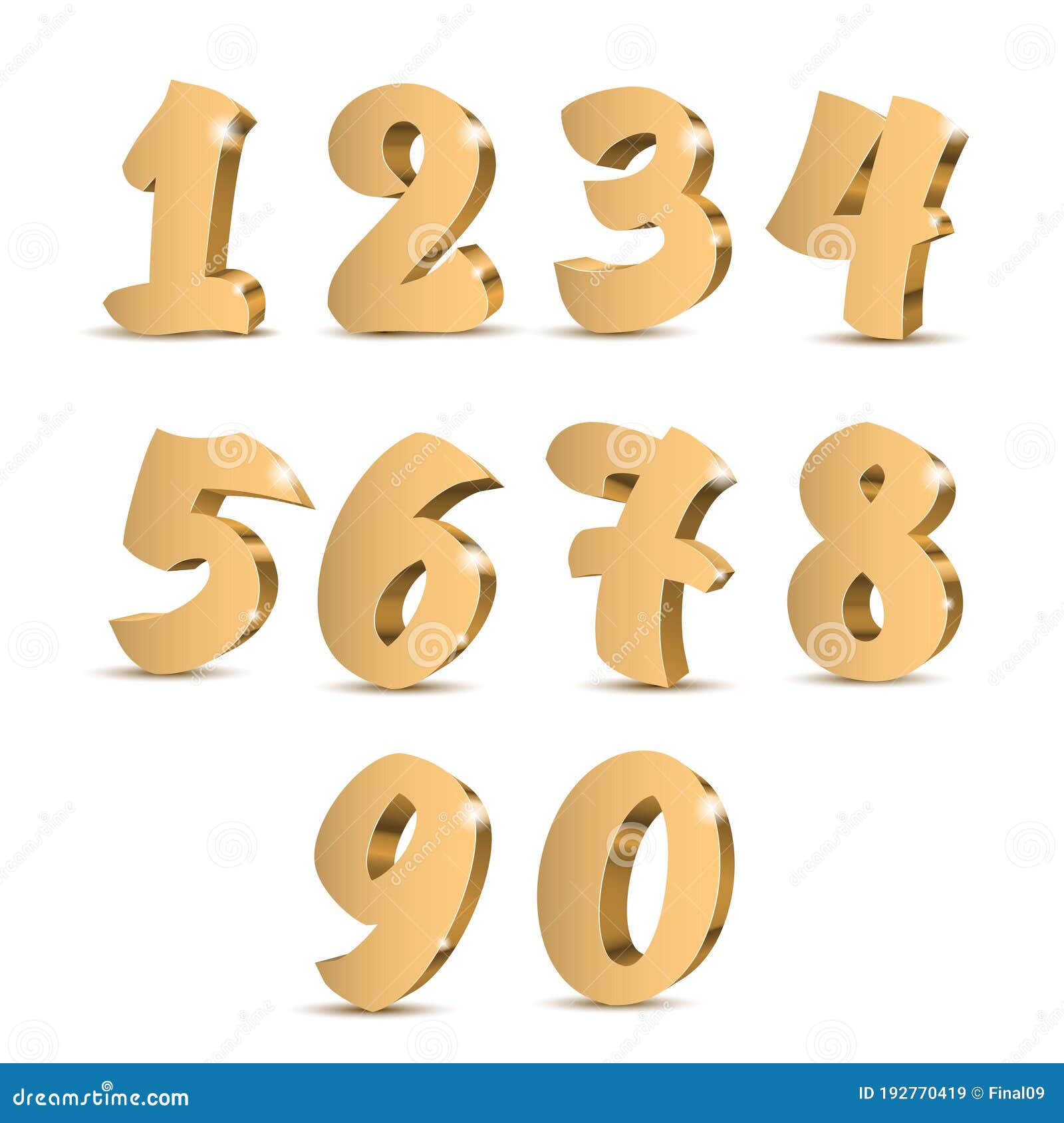 Gold 3d numbers. stock vector. Illustration of modern - 192770419