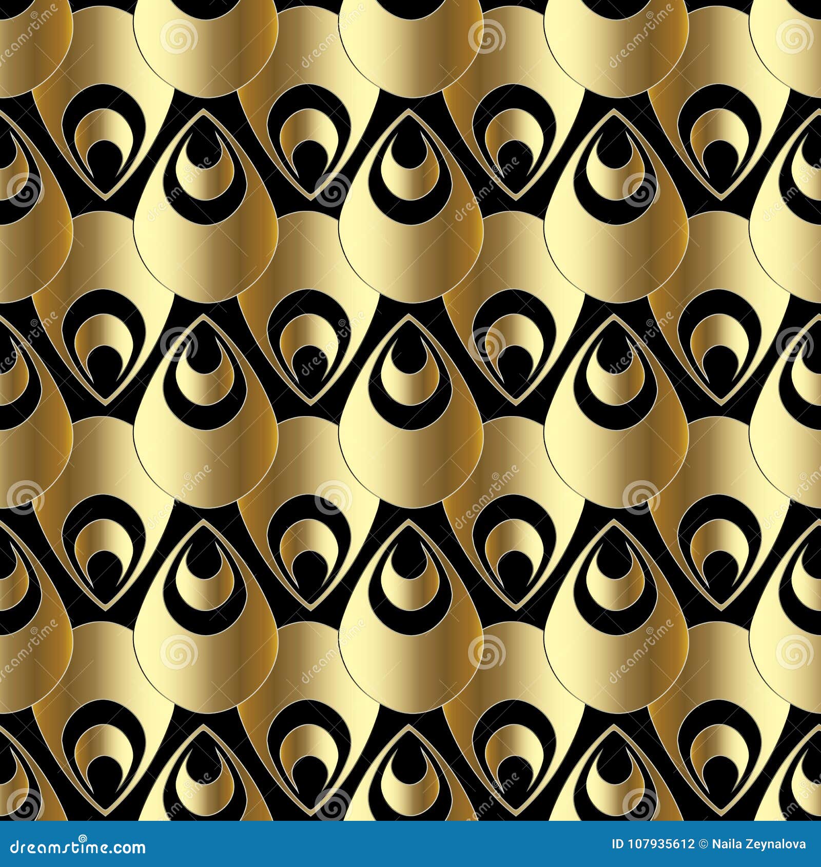 Gold 3d Paisley Seamless Pattern. Abstract Vector Background Wallpaper ...