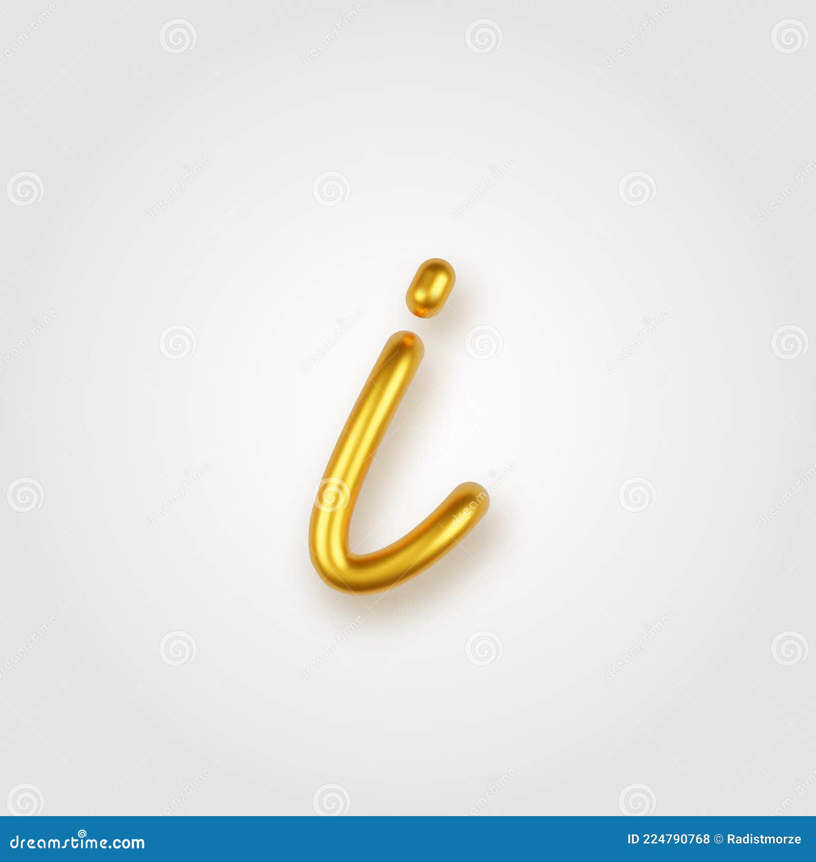 Gold 3d Realistic Lowercase Letter I on a Light Background. Stock ...