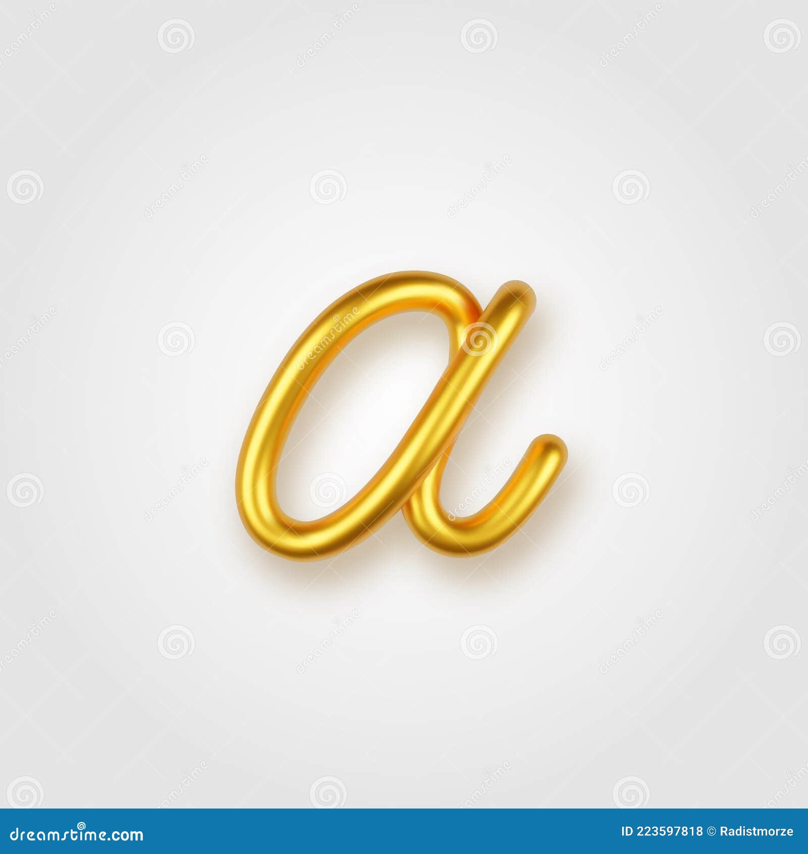 Gold 3d Realistic Lowercase Letter a on a Light Background. Stock ...
