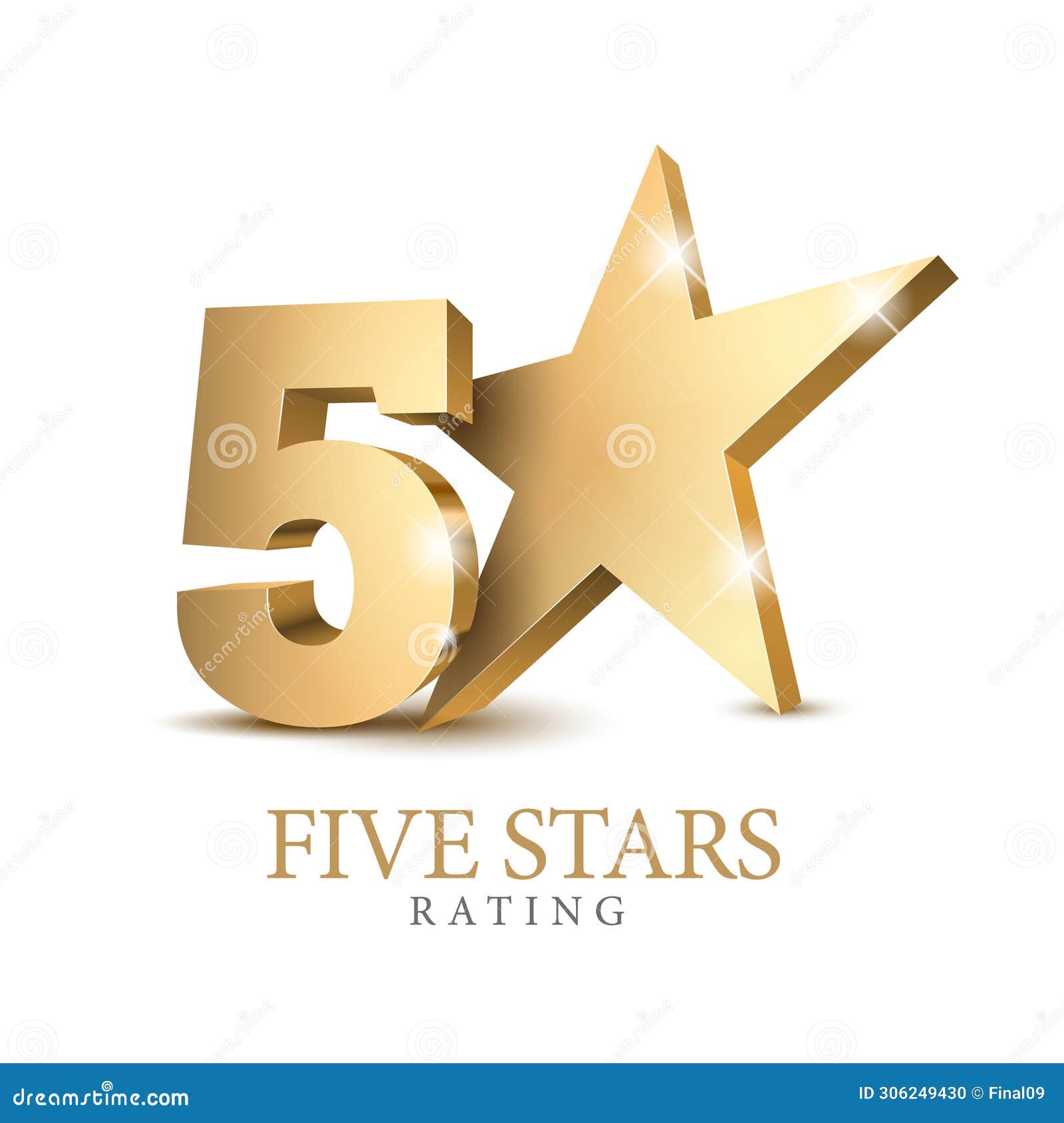 5 Gold 3d Star Rating. Five Star Symbol or Emblem Stock Vector ...