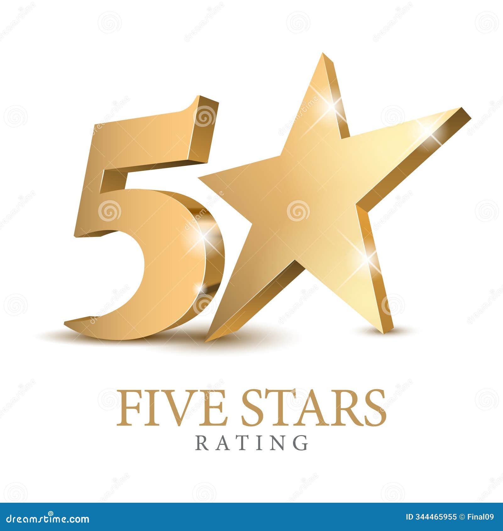 5 Gold 3d Star Rating. Five Star Symbol or Emblem Stock Illustration ...