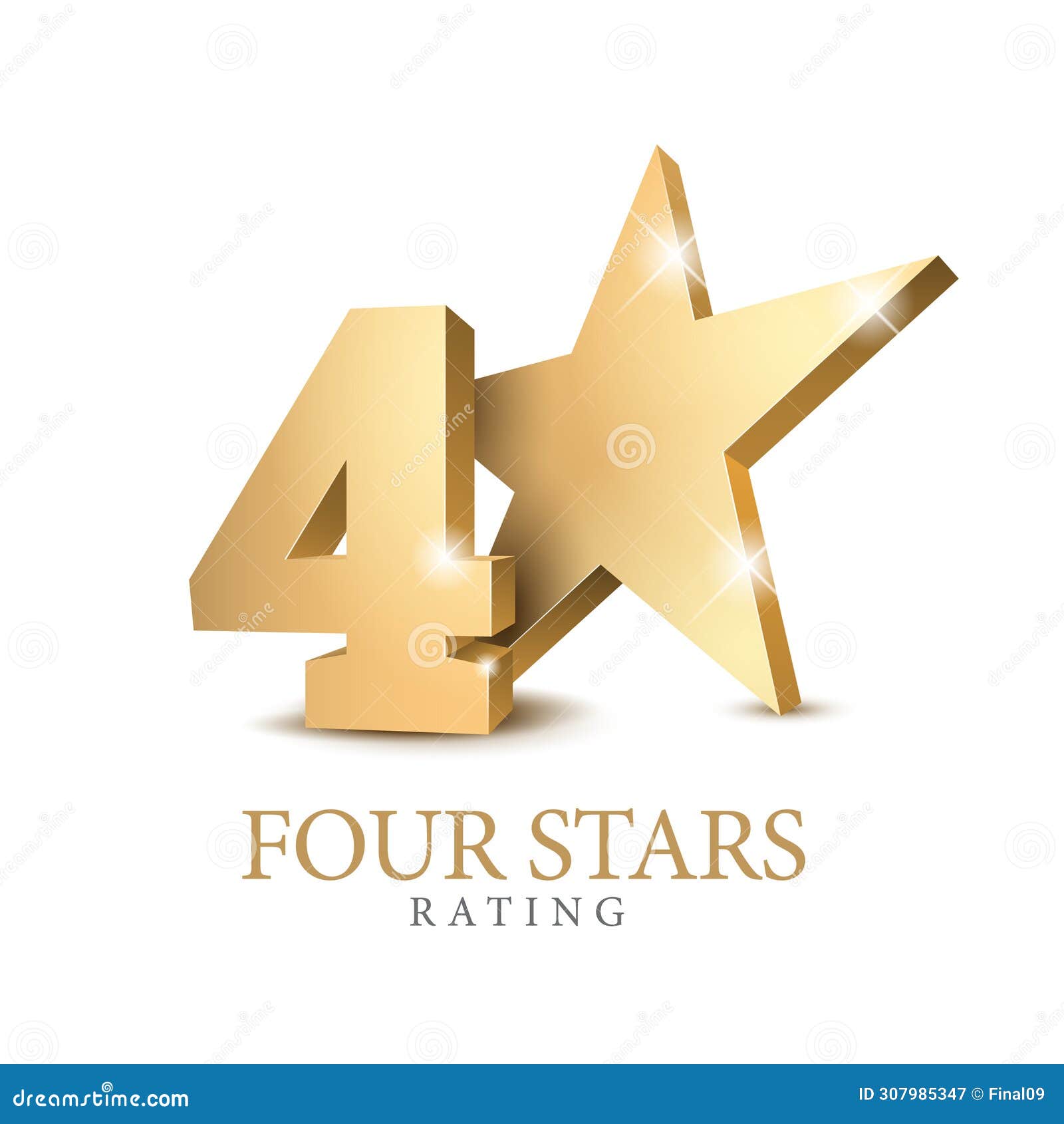 4 Gold 3d Star Rating. Four Star Symbol or Emblem Stock Vector ...