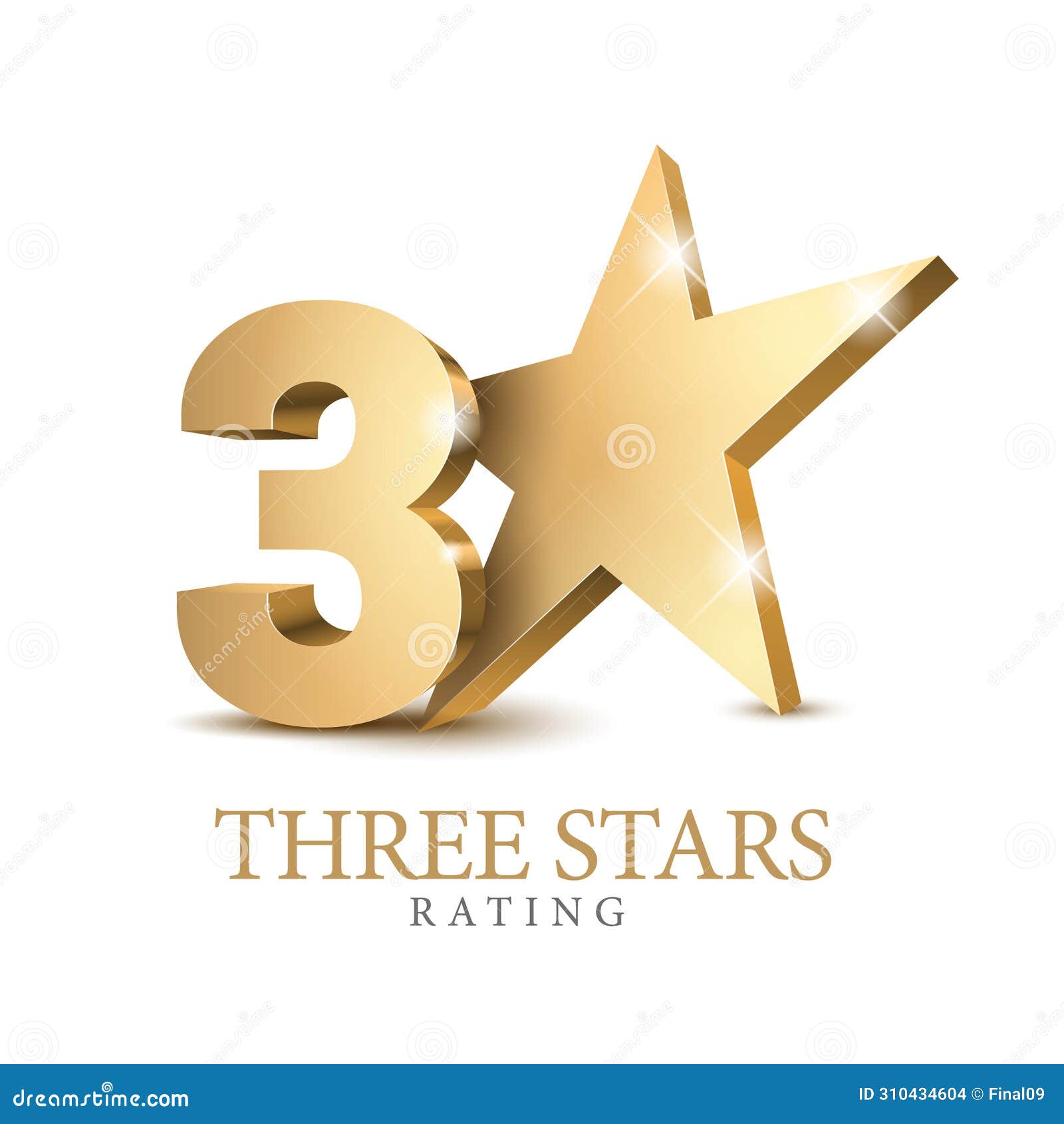 3 Gold 3d Star Rating. Four Star Symbol or Emblem Stock Illustration ...