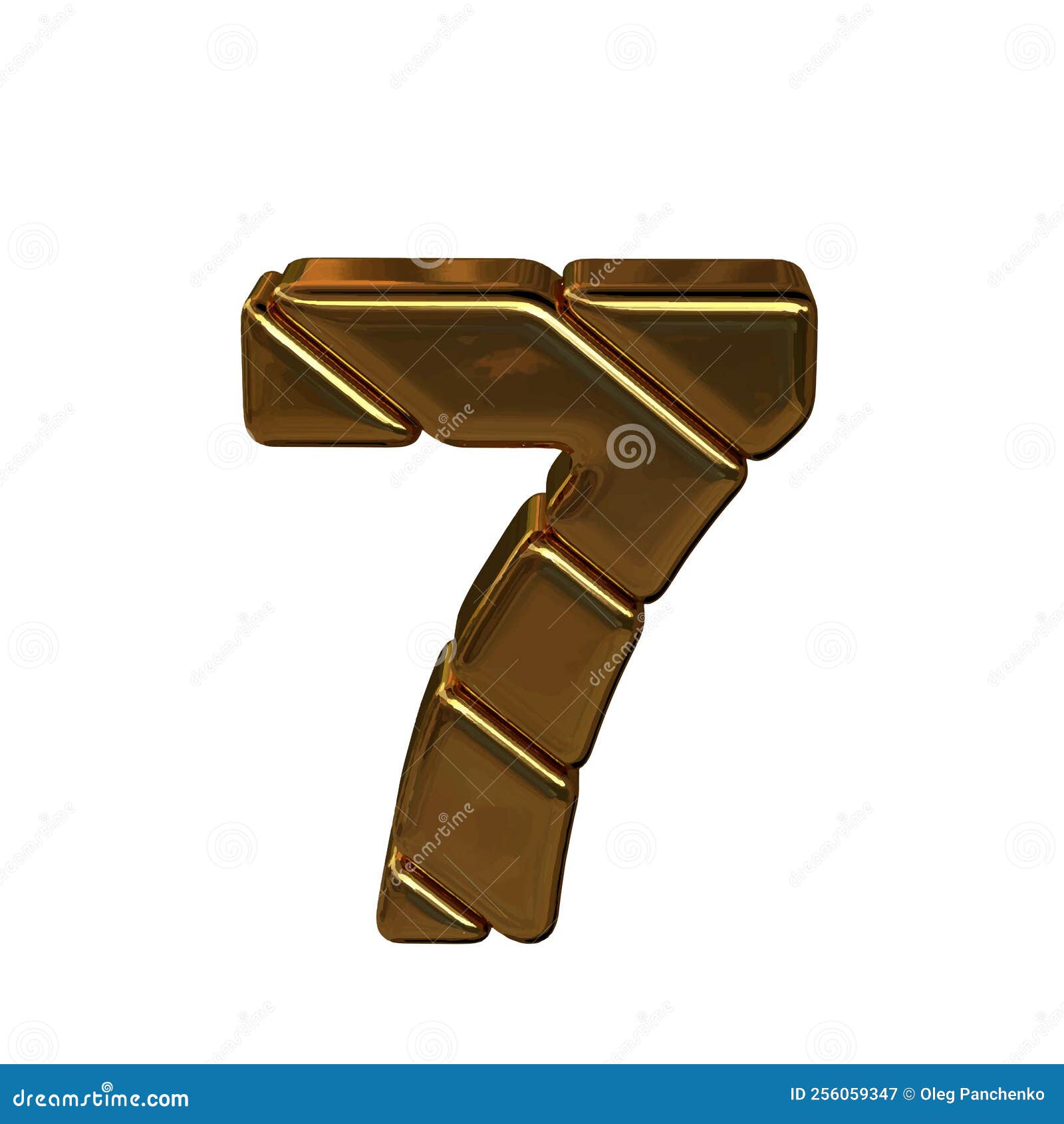 Gold 3d Symbol Made of Bullion. Number 7 Stock Vector - Illustration of ...