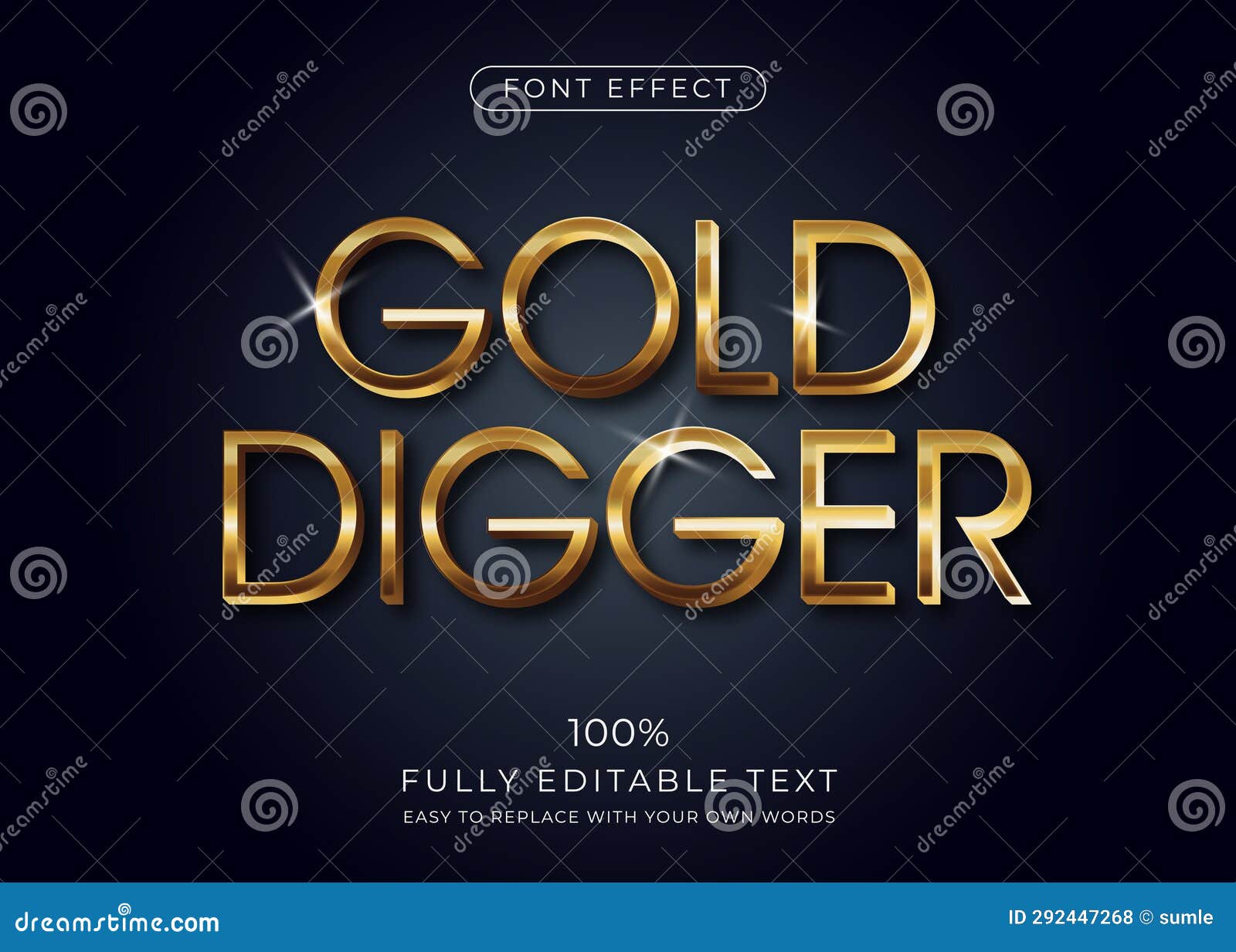 Gold 3d Text Effect, Editable Font Style Stock Illustration ...