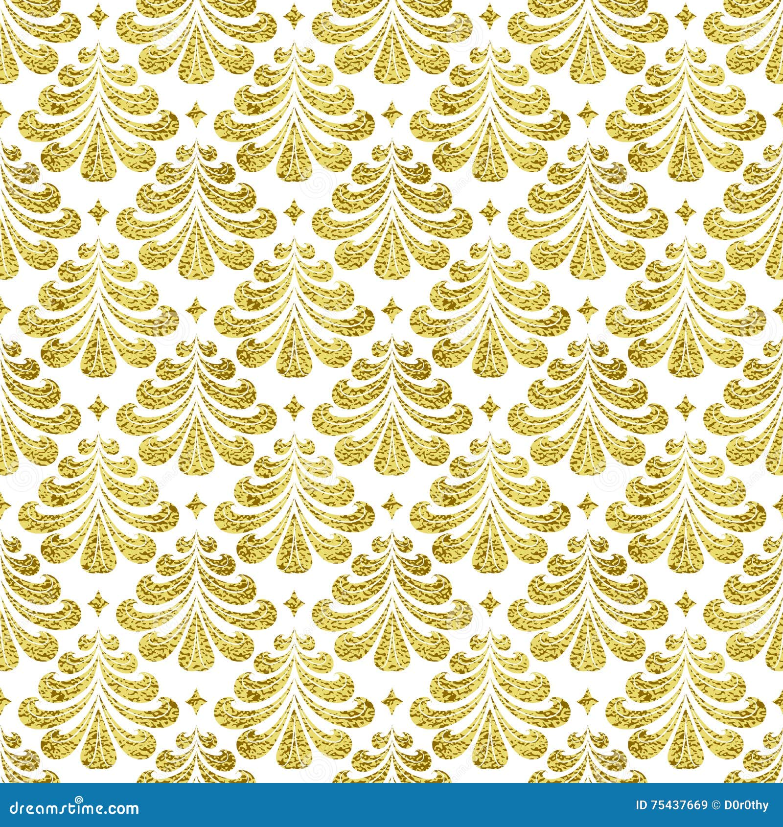 Gold Damascus pattern stock vector. Illustration of fabric - 75437669