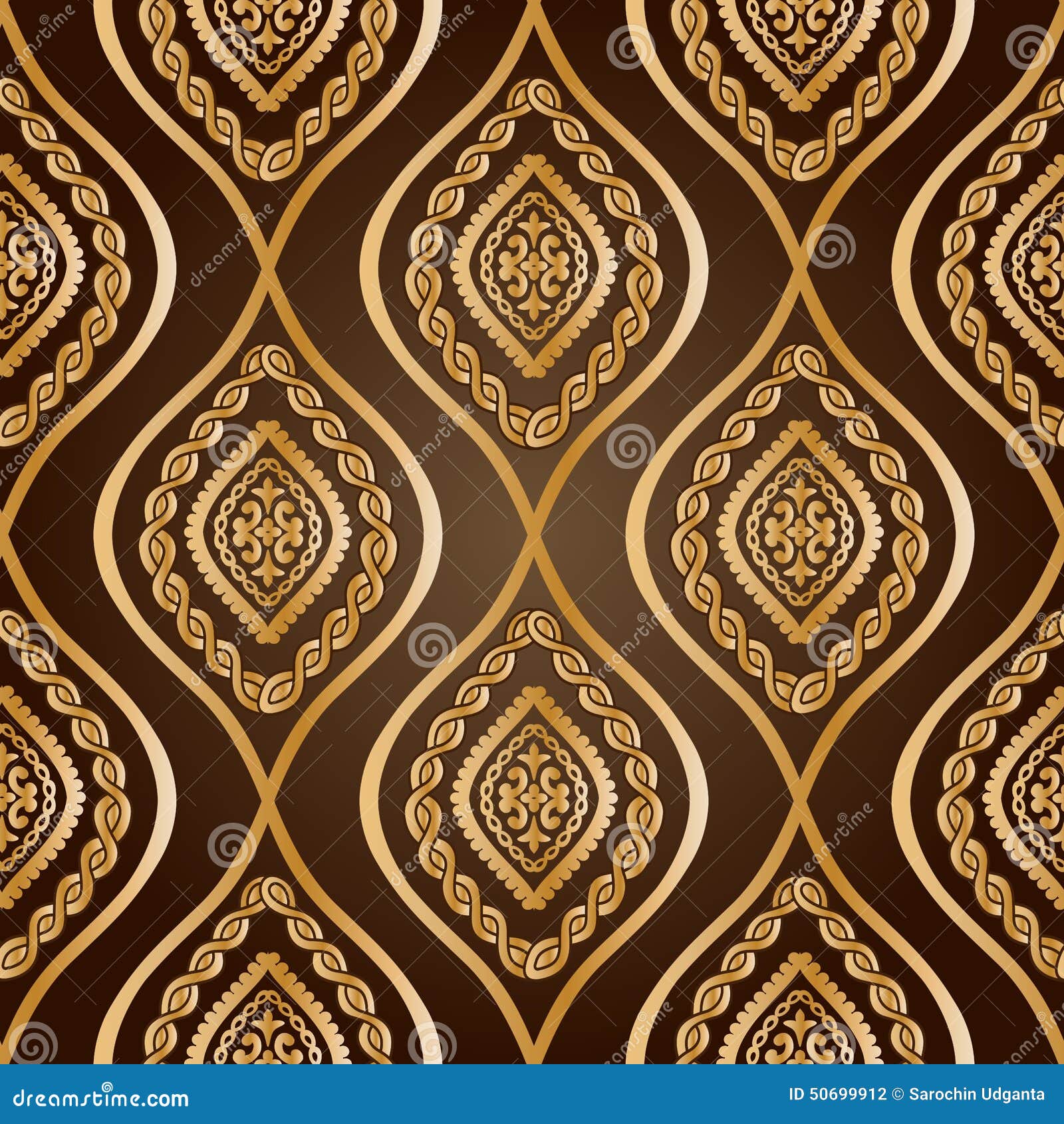 Gold damask stock vector. Illustration of background - 50699912