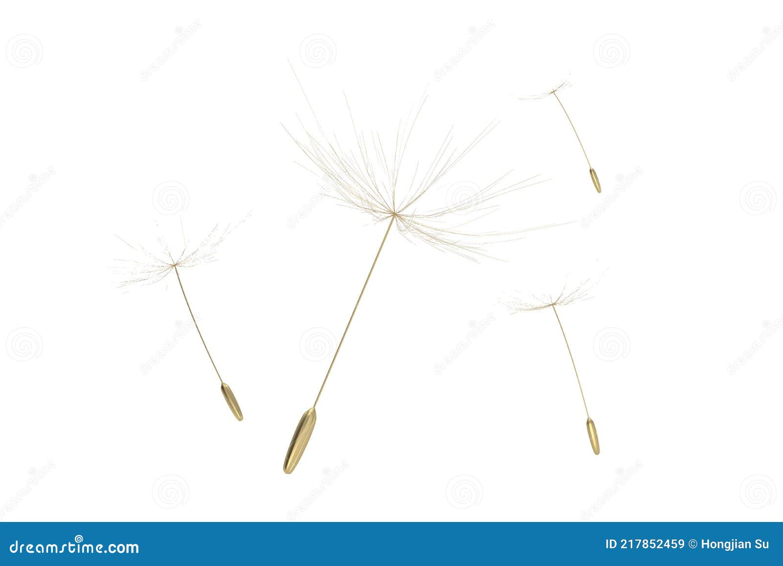 Gold Dandelion on White Background. 3D Rendering Stock Illustration ...