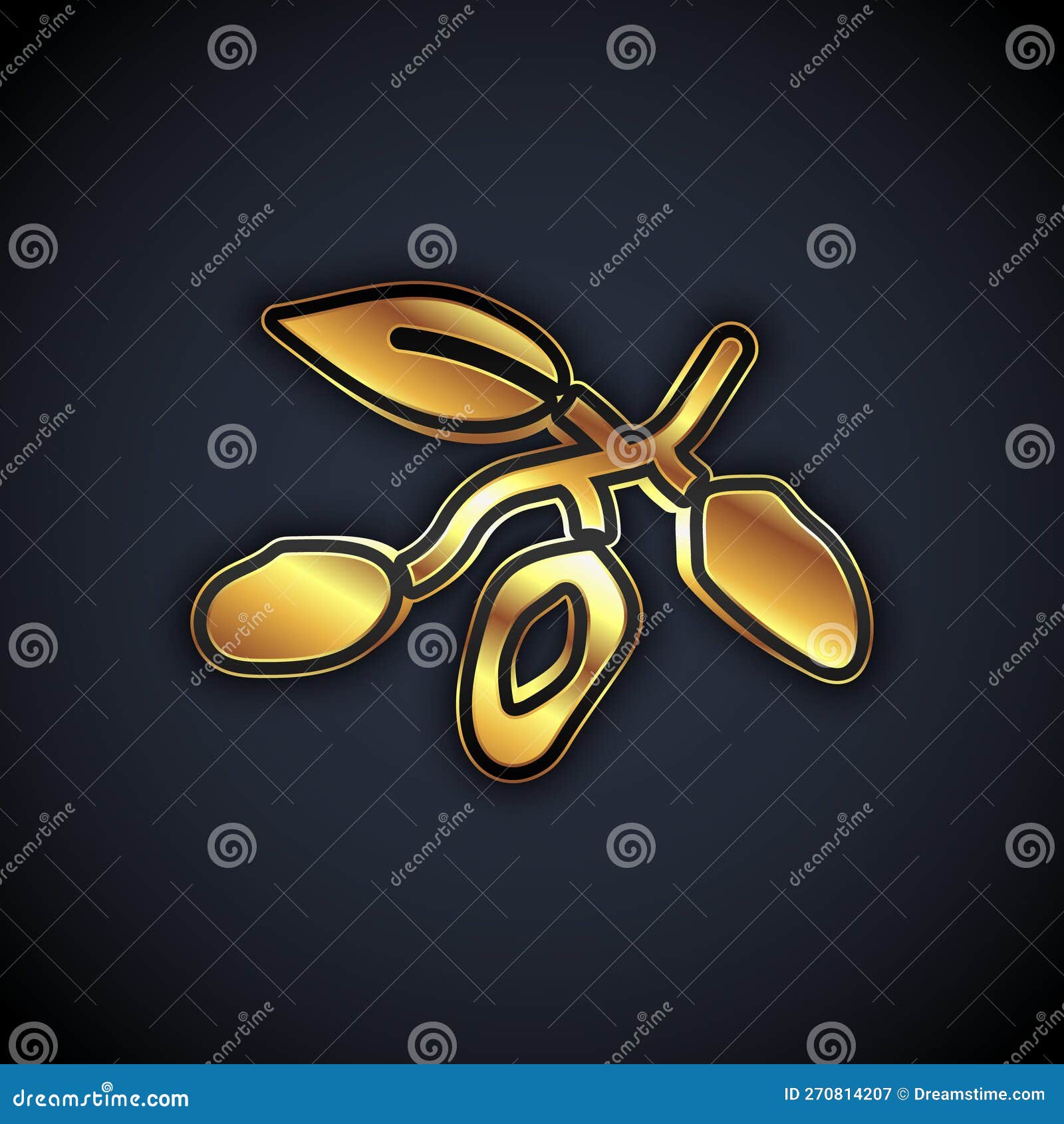 Gold Date Fruit Icon Isolated on Black Background. Vector Stock ...