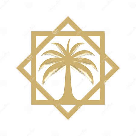 Gold Date Tree Vector Icon. Arabian Dates Logo Stock Vector ...