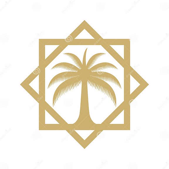 Gold Date Tree Vector Icon. Arabian Dates Logo Stock Vector ...