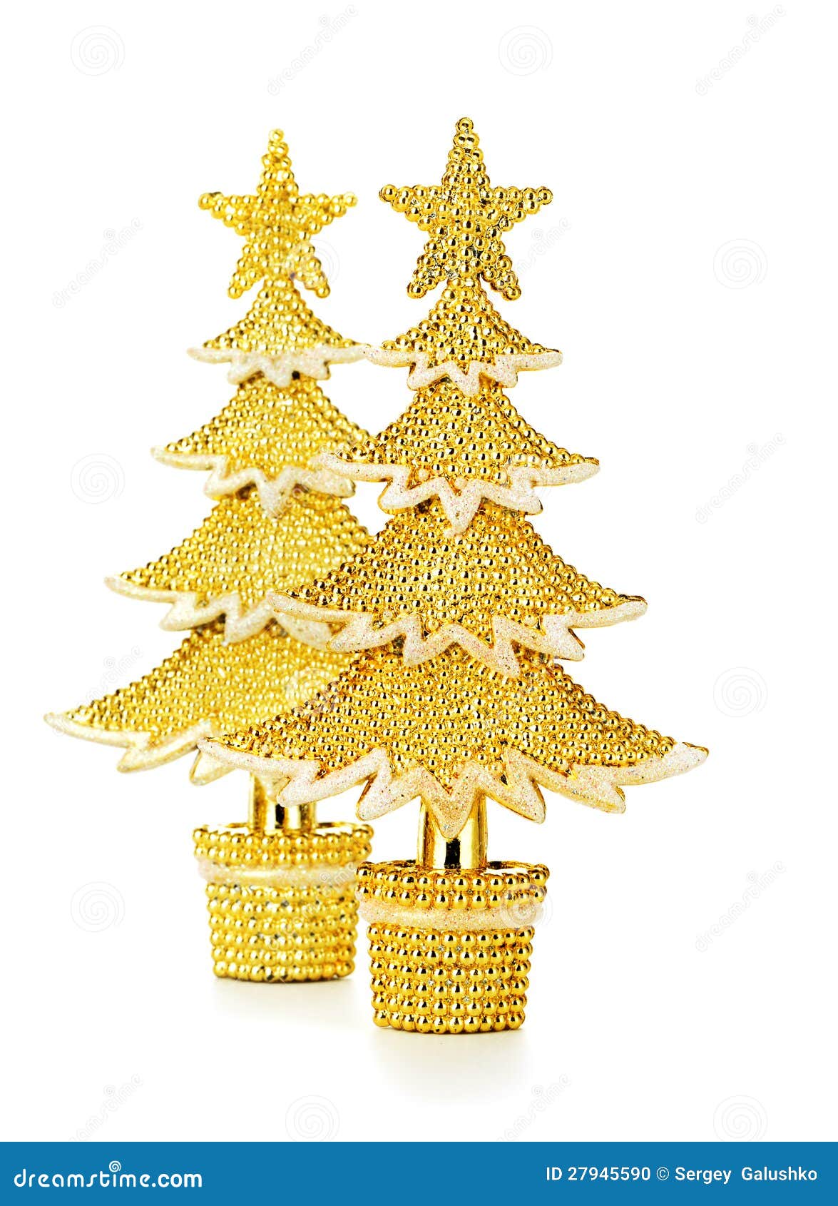 Gold Decorated Christmas Trees Stock Photo - Image of year, single ...