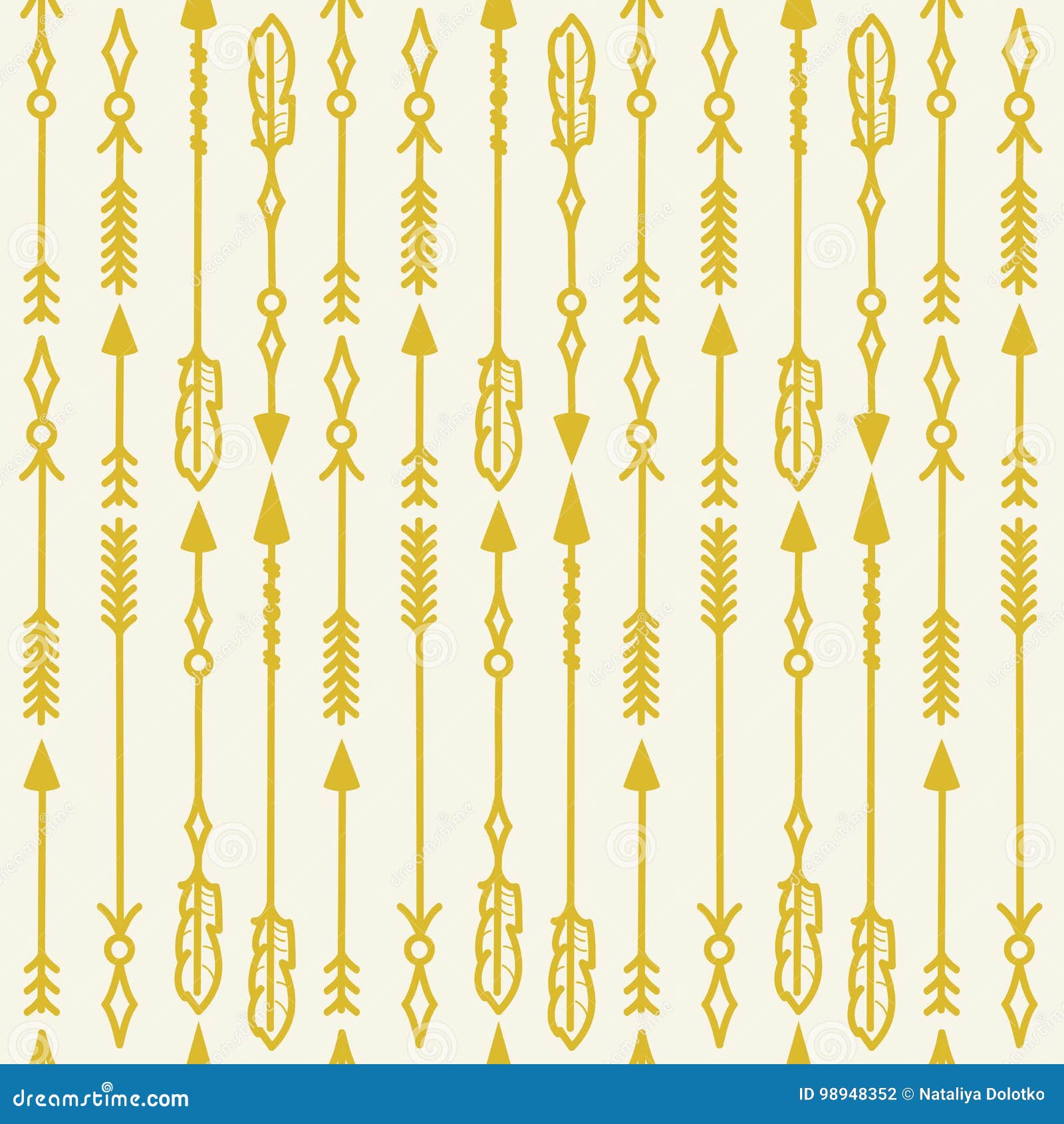 Gold decorative arrows stock vector. Illustration of fabric - 98948352