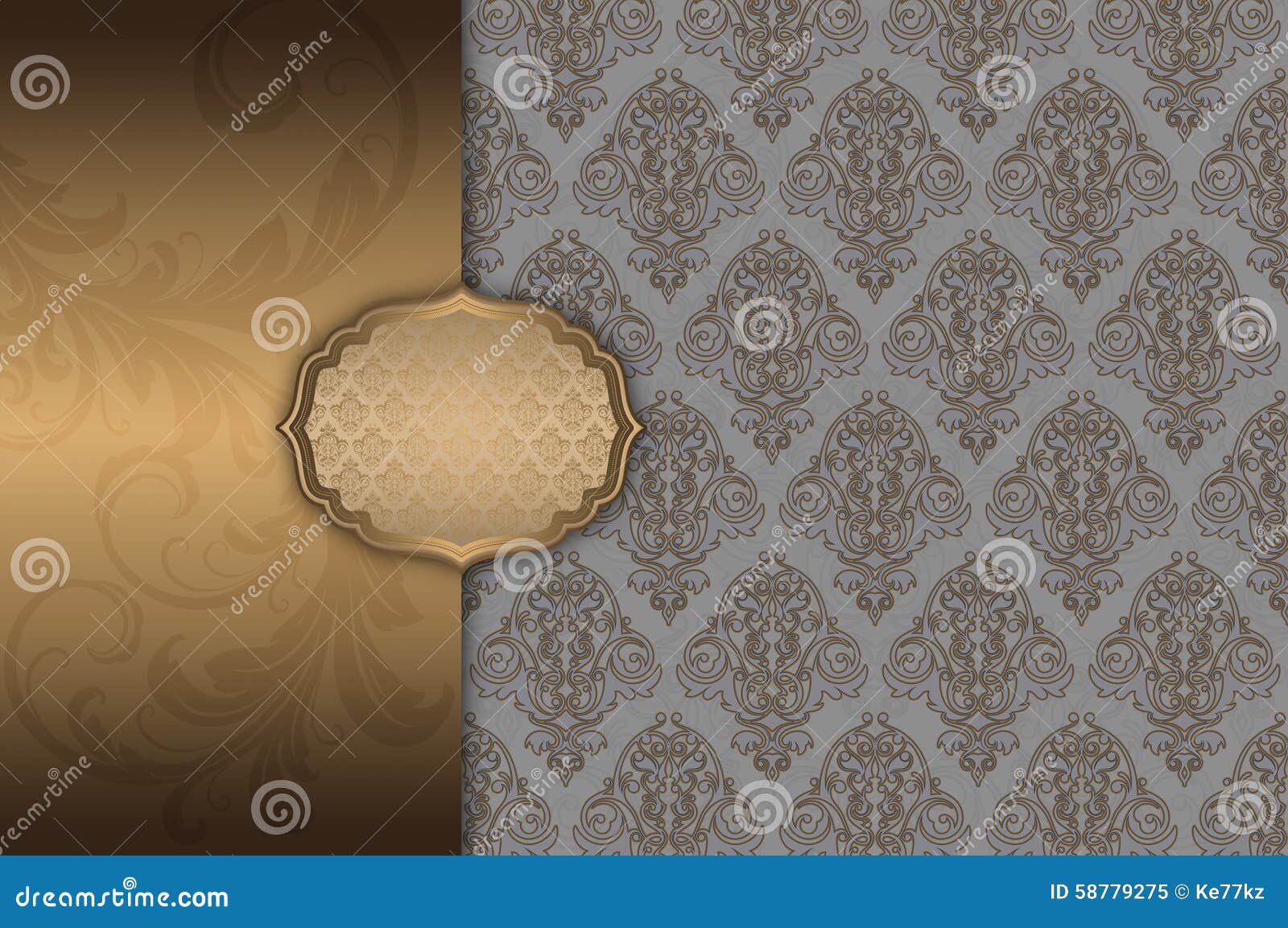 Gold Decorative Background with Frame. Stock Illustration ...
