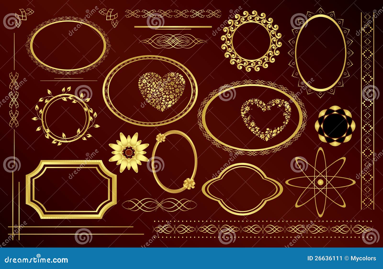 Gold Decorative Frames - Set - Vector Stock Vector - Illustration of ...