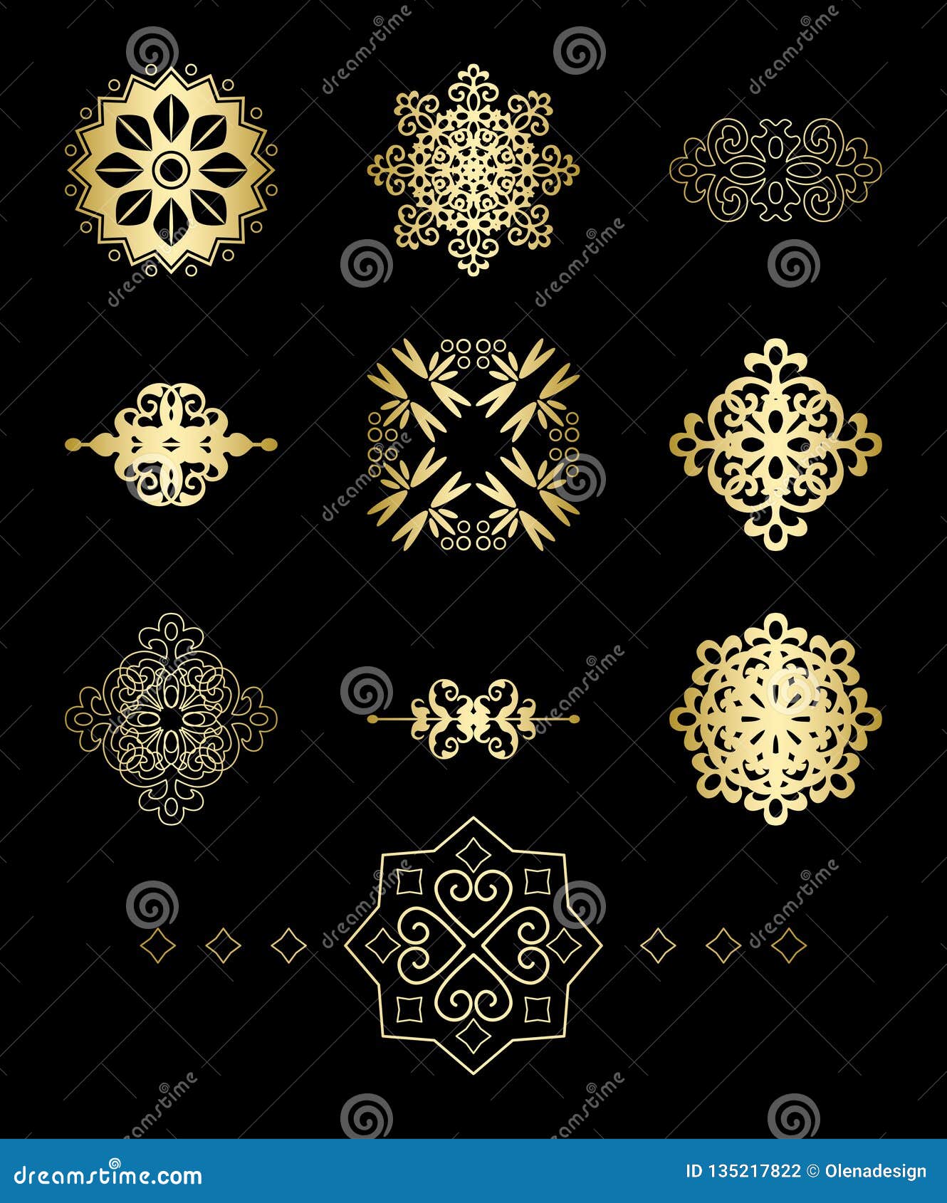Gold Decorative Geometric Vector Elements Stock Vector - Illustration ...