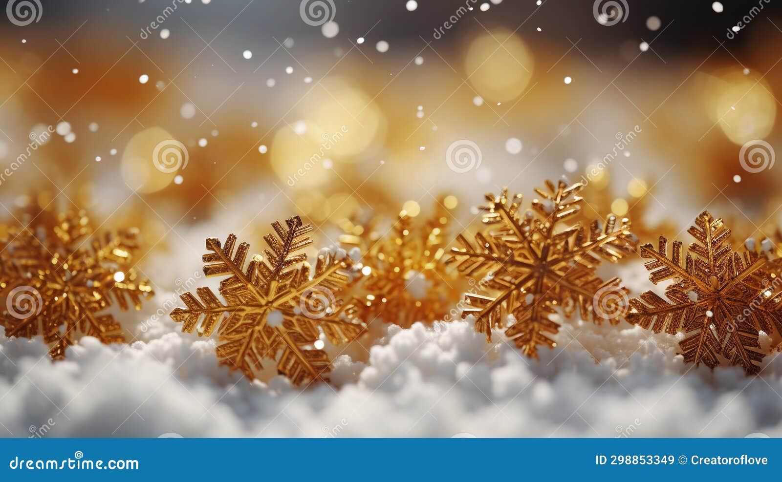 Gold Decorative Object on Snow with Snowflakes Stock Image - Image of ...