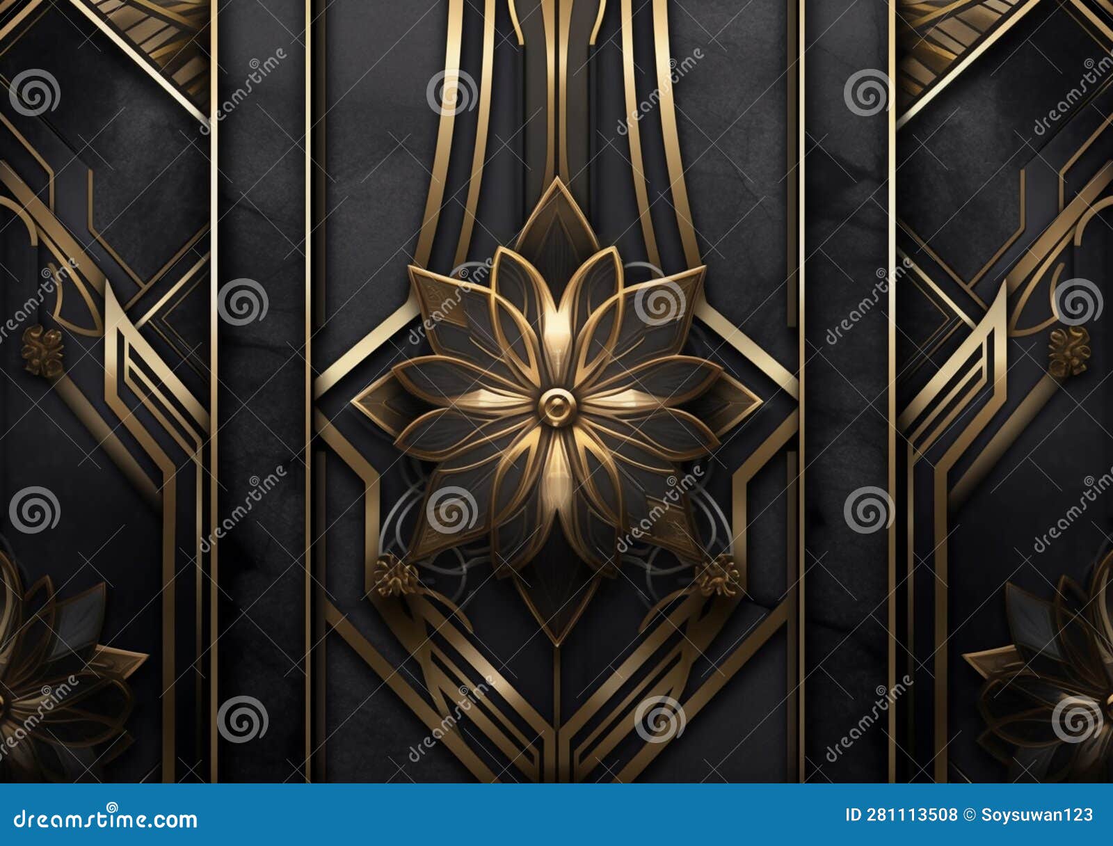 Gold Decorative Pattern with Pattern Black and Gold Generative a Stock ...