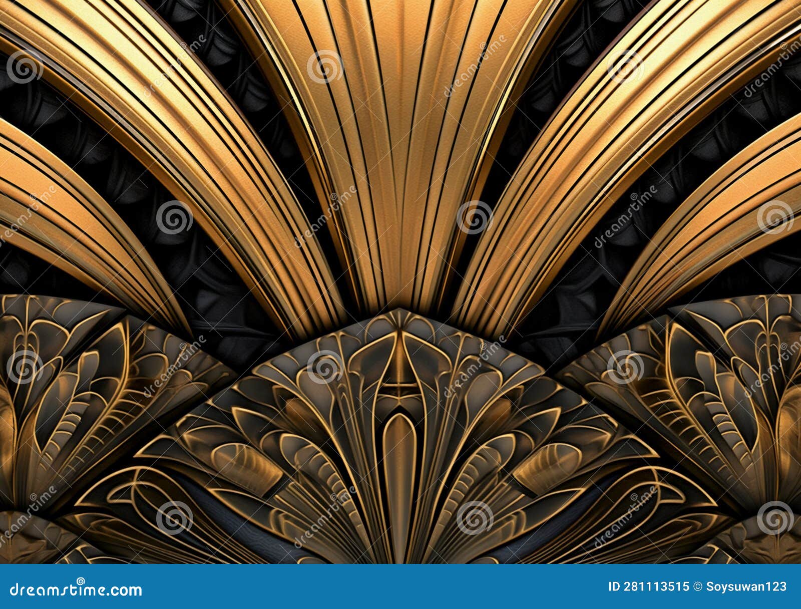 Gold Decorative Pattern with Pattern Black and Gold Generative a Stock ...