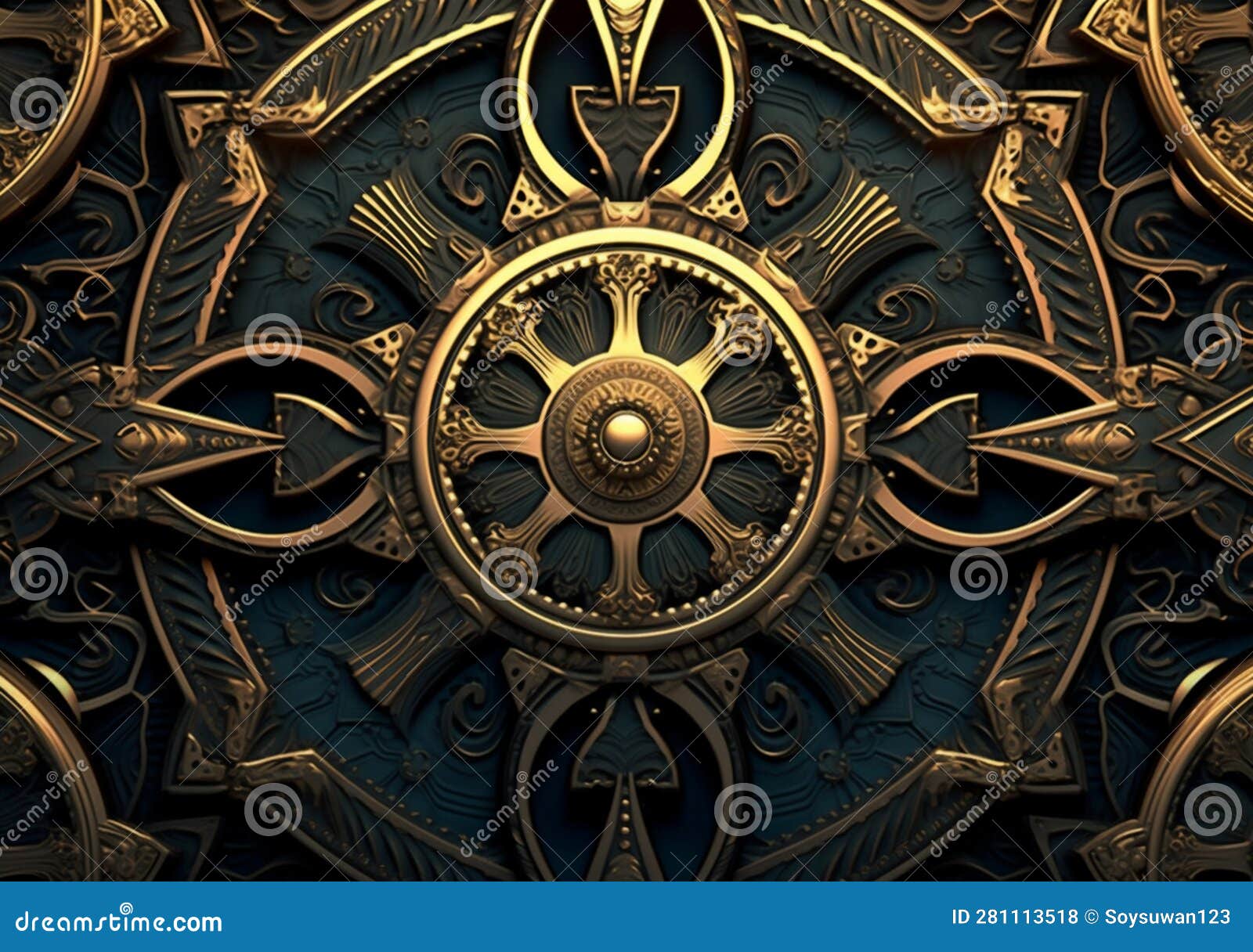 Gold Decorative Pattern with Pattern Black and Gold Generative a Stock ...