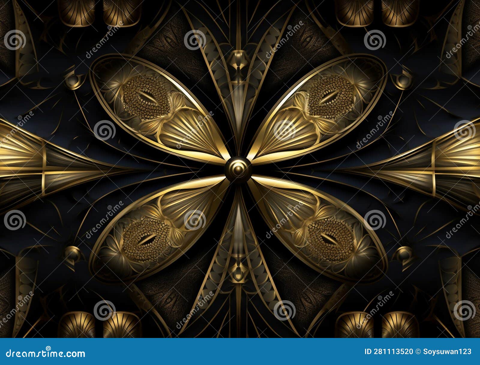 Gold Decorative Pattern with Pattern Black and Gold Generative a Stock ...