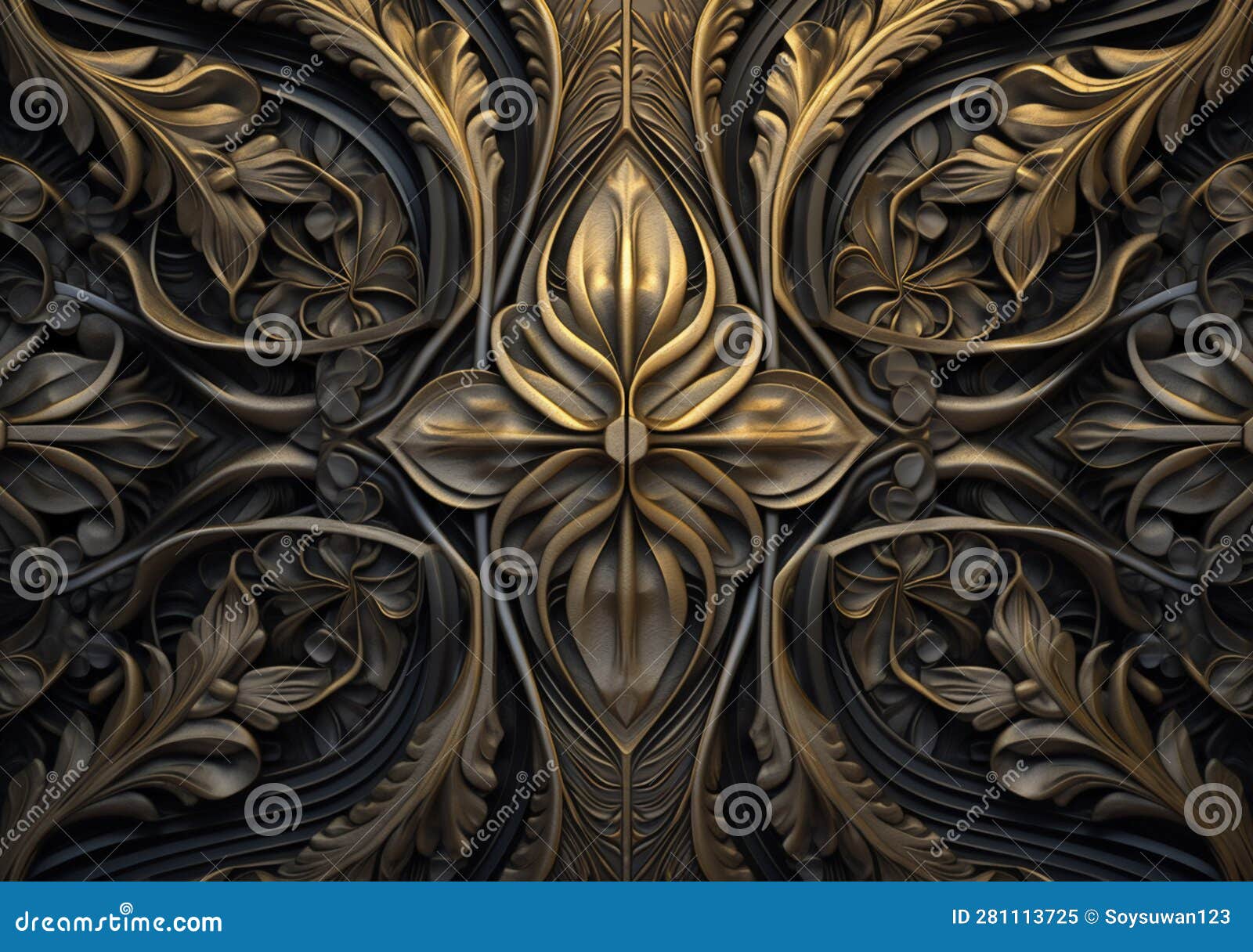 Gold Decorative Pattern with Pattern Black and Gold Generative a Stock ...